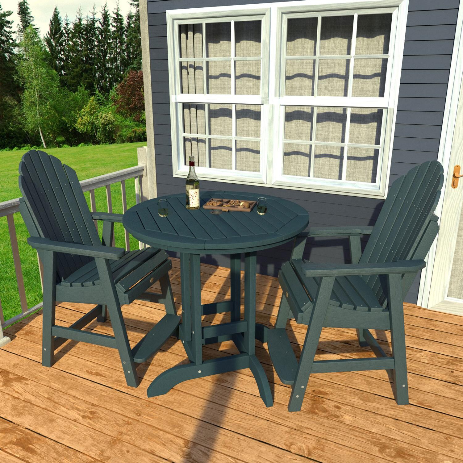 Dream Bay 3 Pc Recycled Plastic Round Counter Dining Set in Nantucket ...