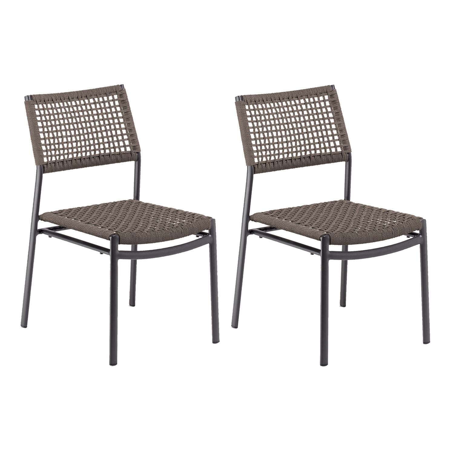Eiland 2 Pc Composite Cord & Aluminum Side Chair in Carbon/Mocha By ...