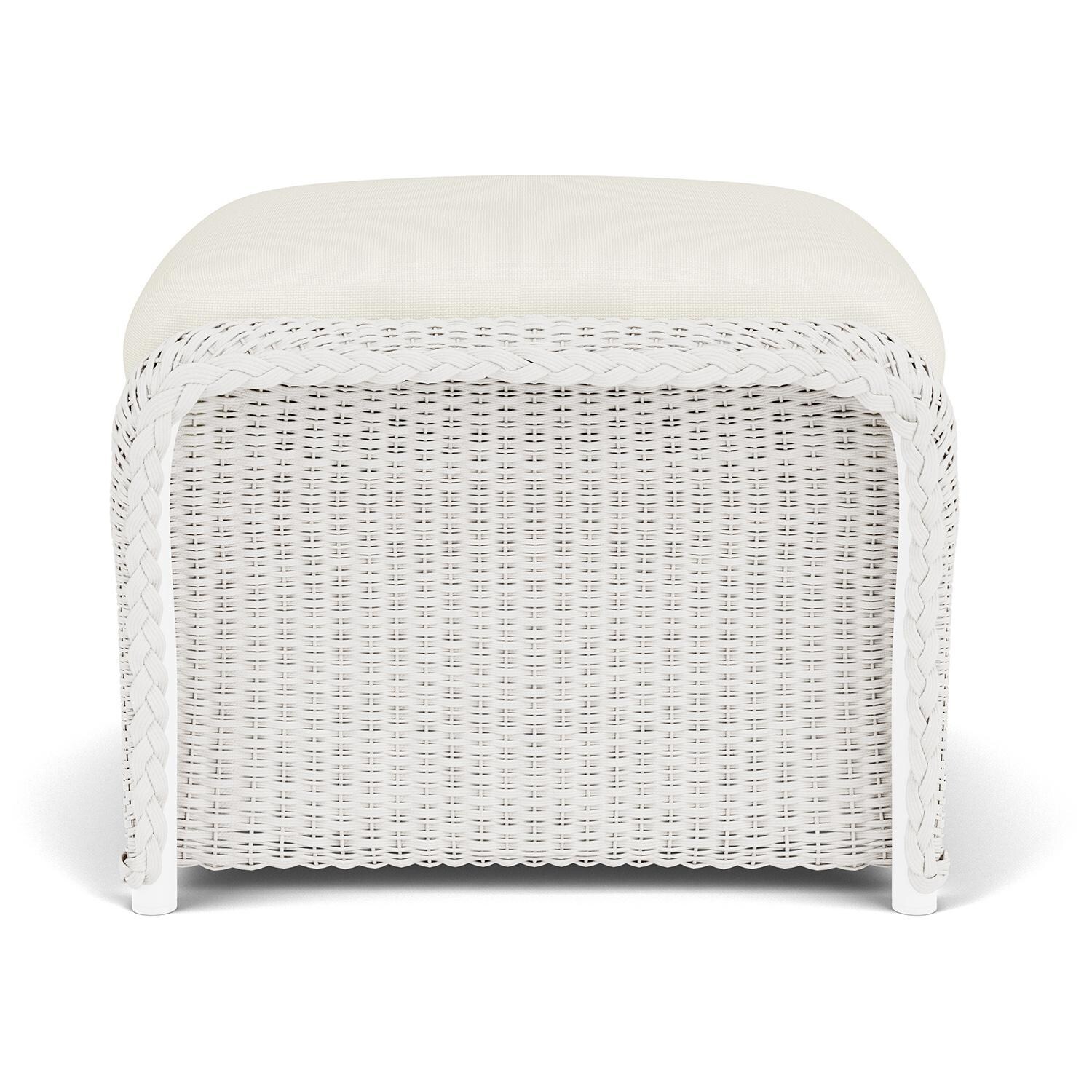 Weekend Retreat Wicker Ottoman in White/Sailcloth Salt By Lloyd ...