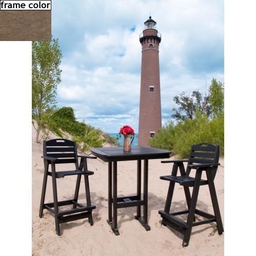 Poly-Wood Recycled Plastic Wood Nautical Patio Bar Set - 37 Inch Square ...