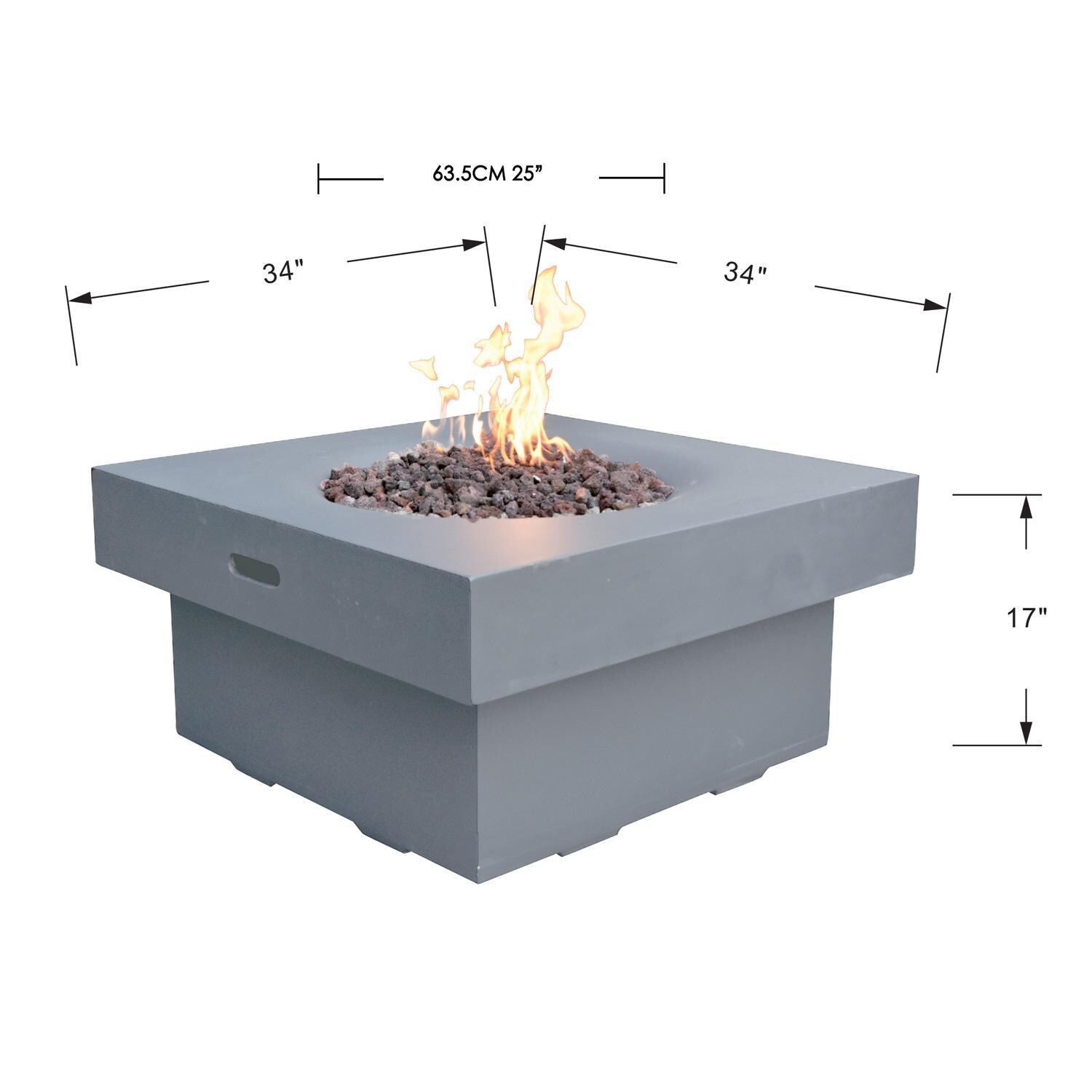 Branford 34-in Square Glass Fiber Reinforced Concrete Natural Gas Fire Pit Table in Gray by ...