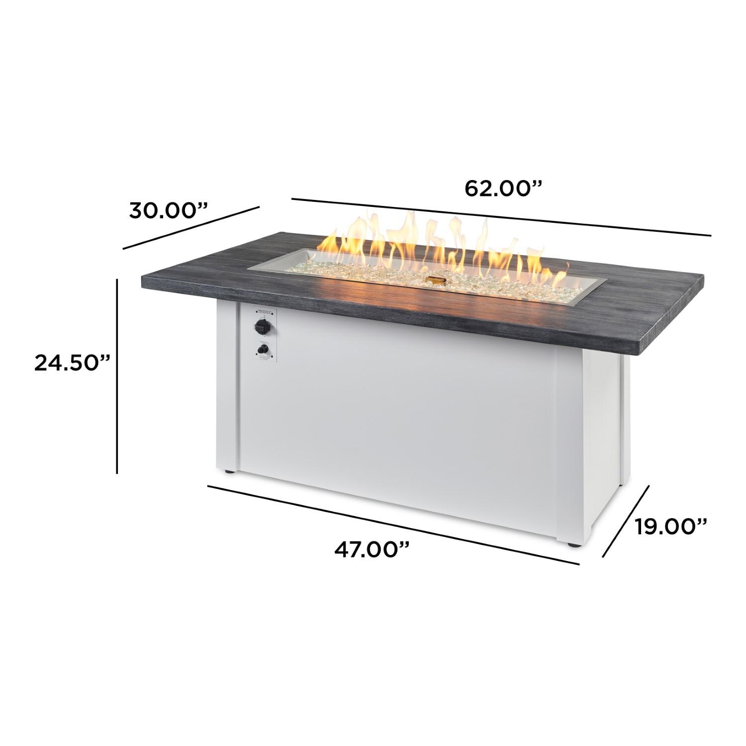 Havenwood 62 Inch Rectangular Powder Coated Steel Propane Fire Pit ...