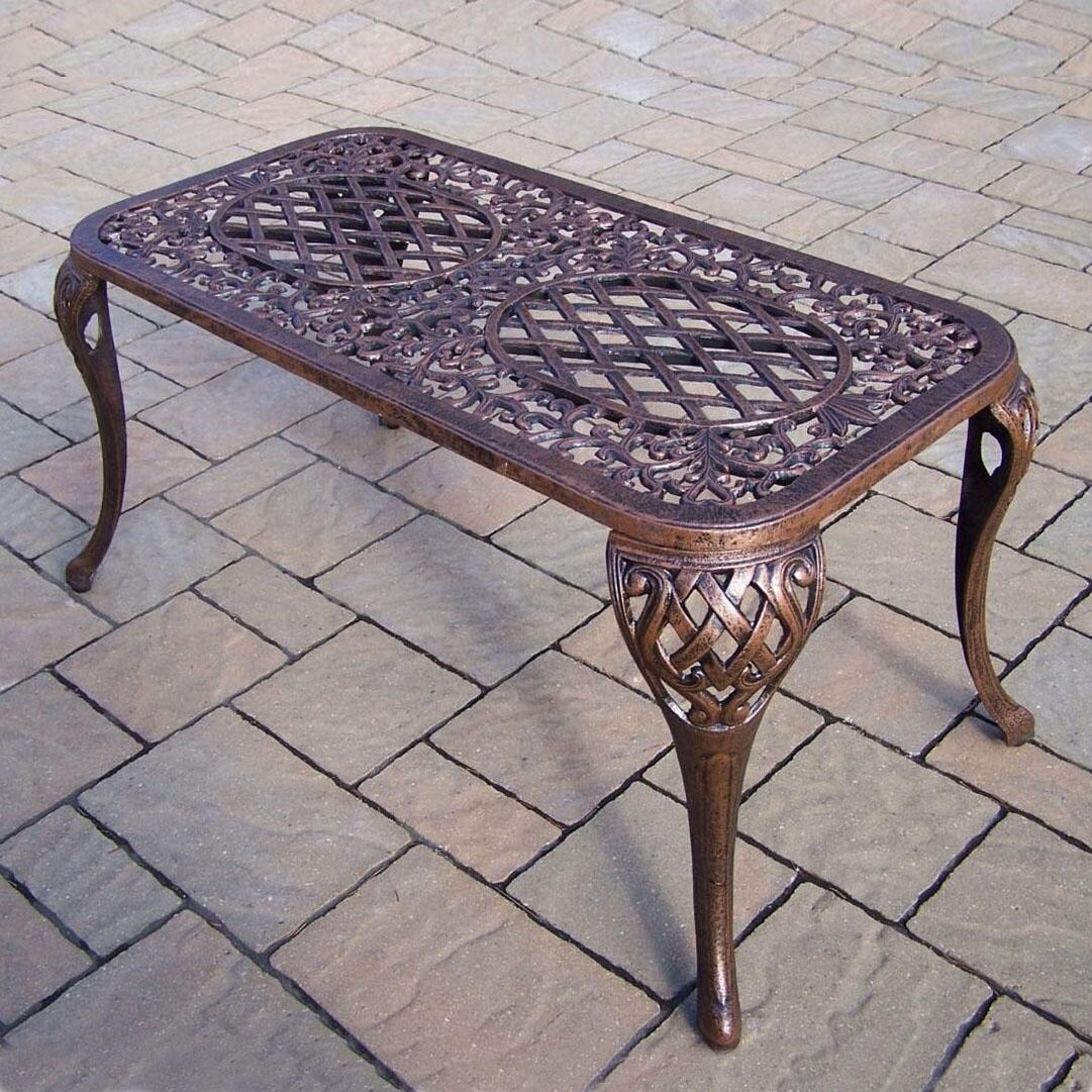 Oakland Living Mississippi Cast Aluminum Patio Cocktail Table - Antique ...