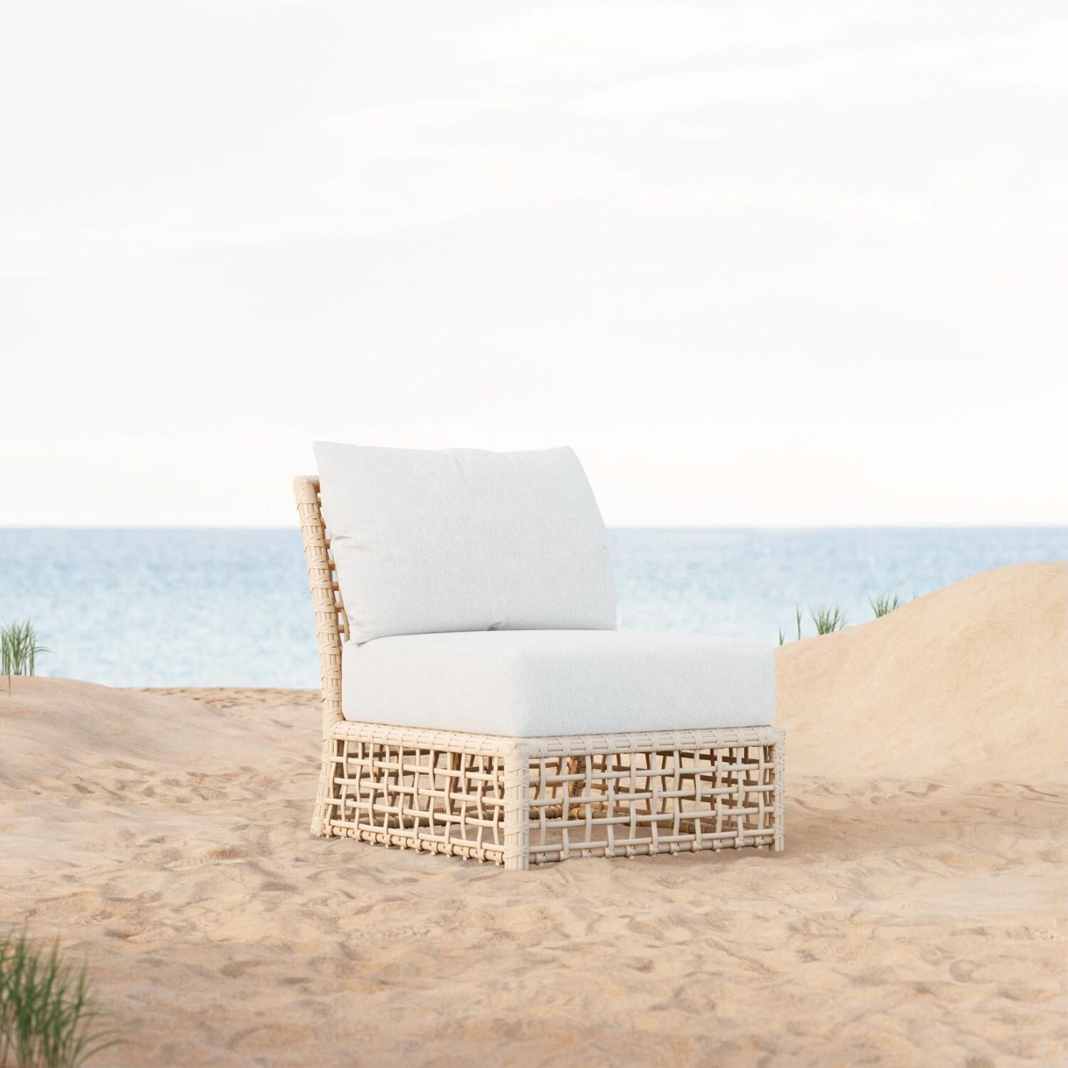 Kiawah Wicker Armless Club Chair in Almond/Cloud by Azzurro Living ...