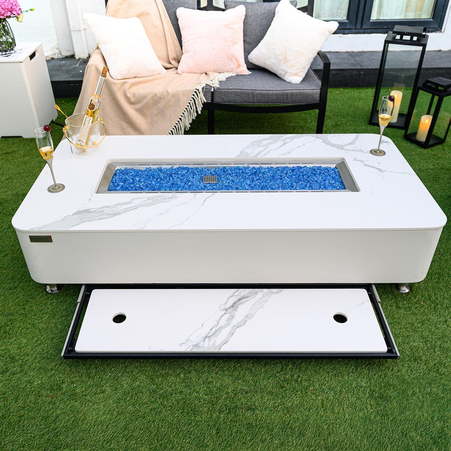 Athens 62-in Rectangular Concrete Natural Gas Fire Pit in White by ...