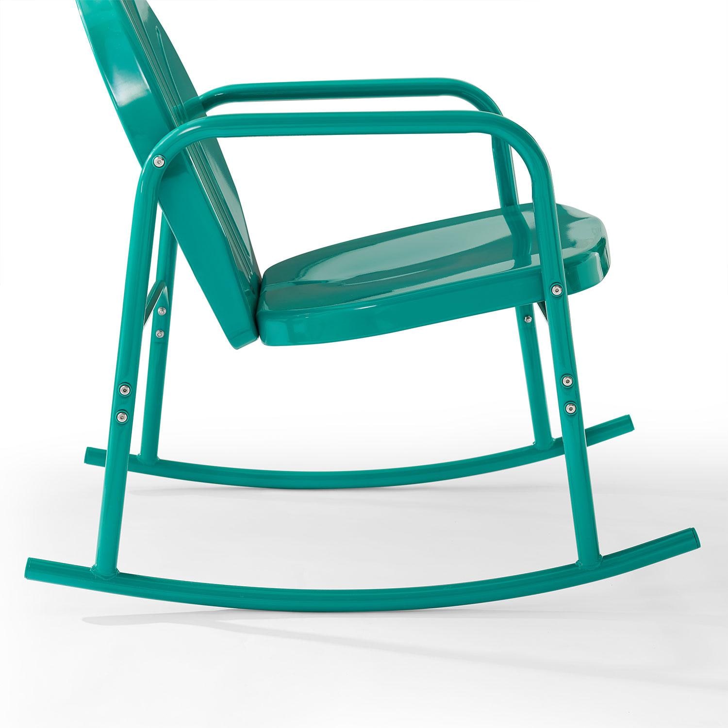 Ultimate Patio Ashview 3Pc Retro Outdoor Rocking Chair Set in Turquoise BBQGuys
