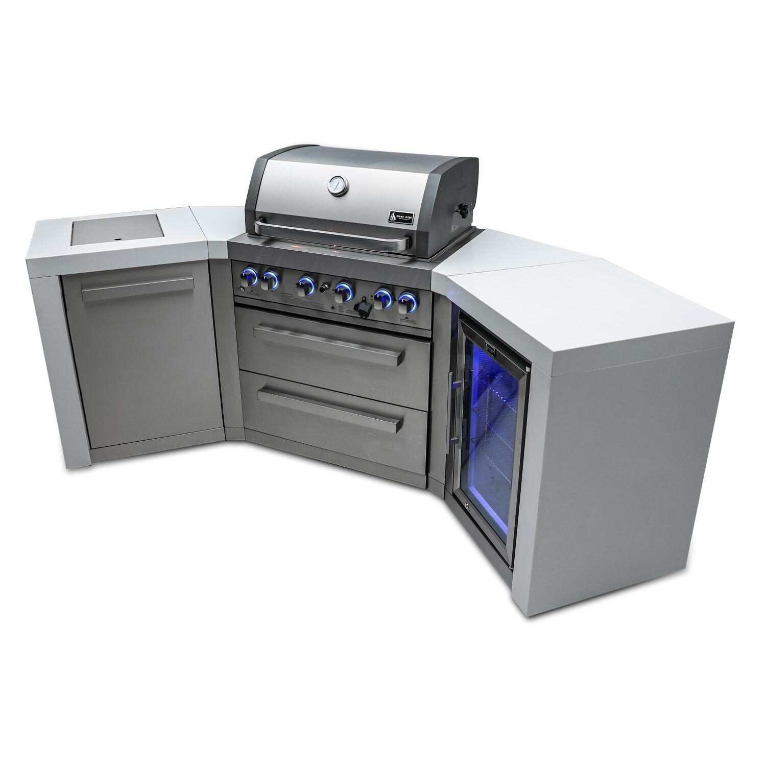 Mont Alpi 400 Deluxe 45 Degree Propane Gas Island Grill W/ Refrigerator ...
