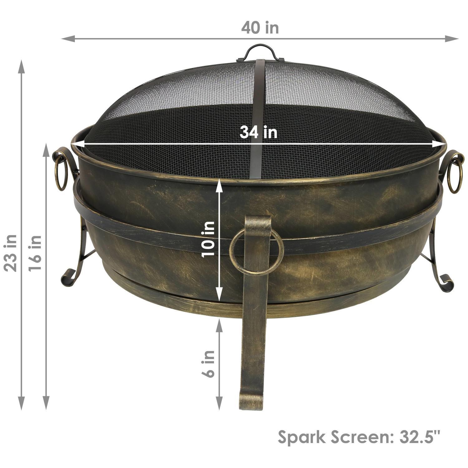 Cauldron 34 Inch Round Steel Wood-Burning Fire Pit in Bronze by ...