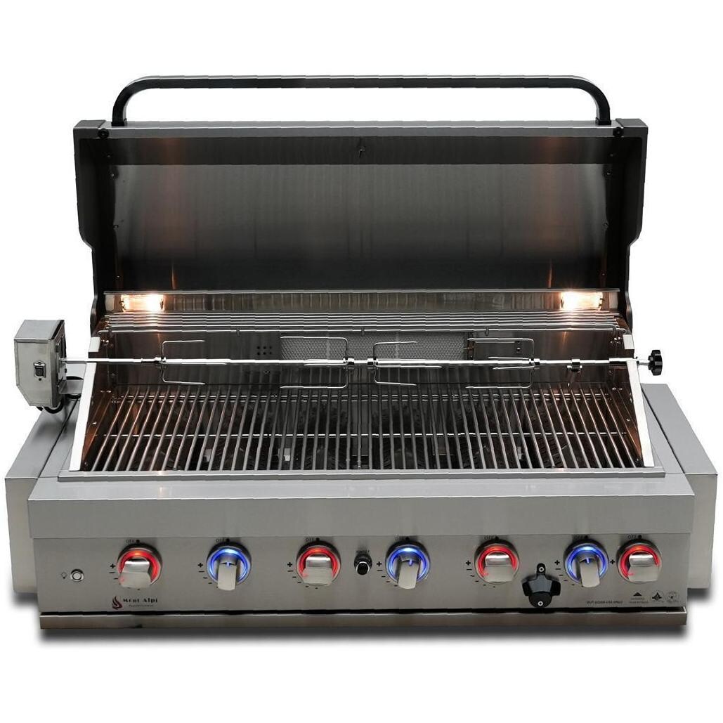 Mont Alpi Artwood 6.5 Ft Propane Outdoor Kitchen Island w/ 6-Burner ...