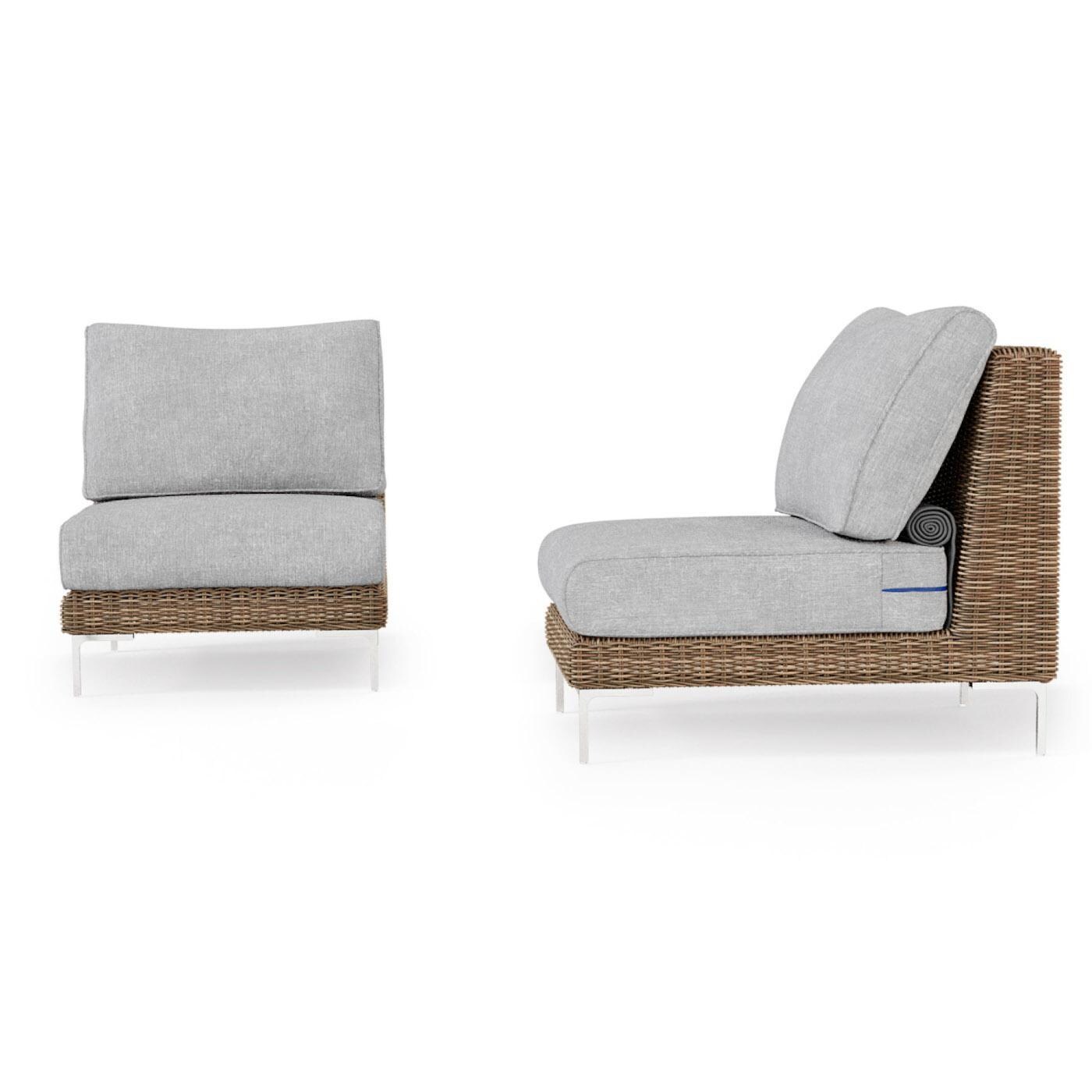 Outer Brown Wicker Outdoor Armless Chair Conversation Set W/ OuterShell ...
