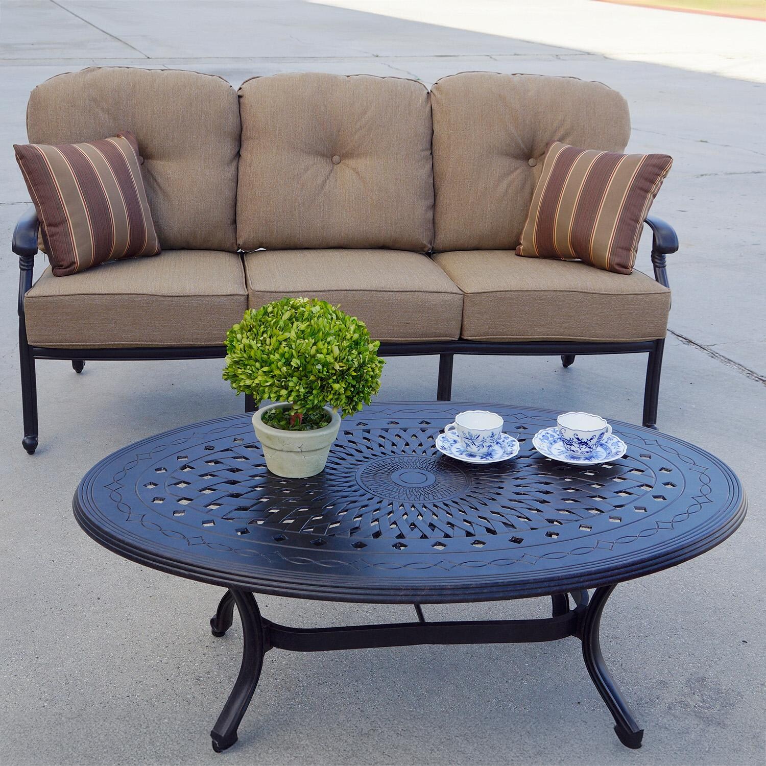 Santa Monica 4-Piece Patio Sofa Conversation Set with Cushions and 31 X ...