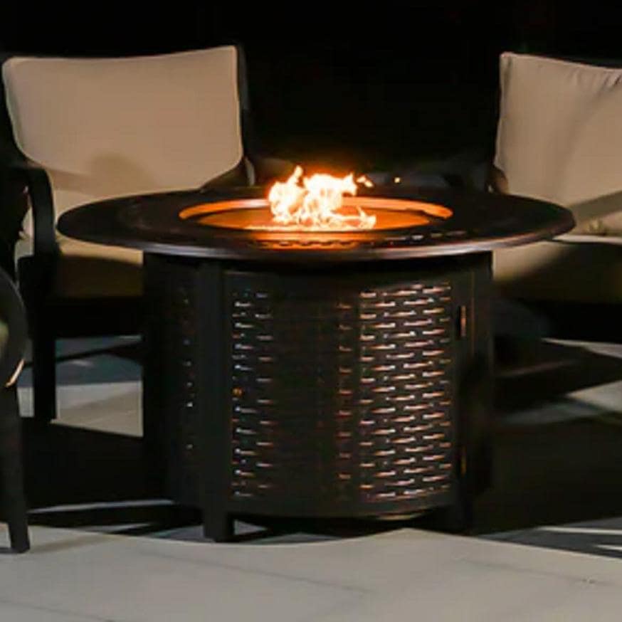 Welcome View 44 Inch Round Cast Aluminum Propane Fire Pit Table in ...