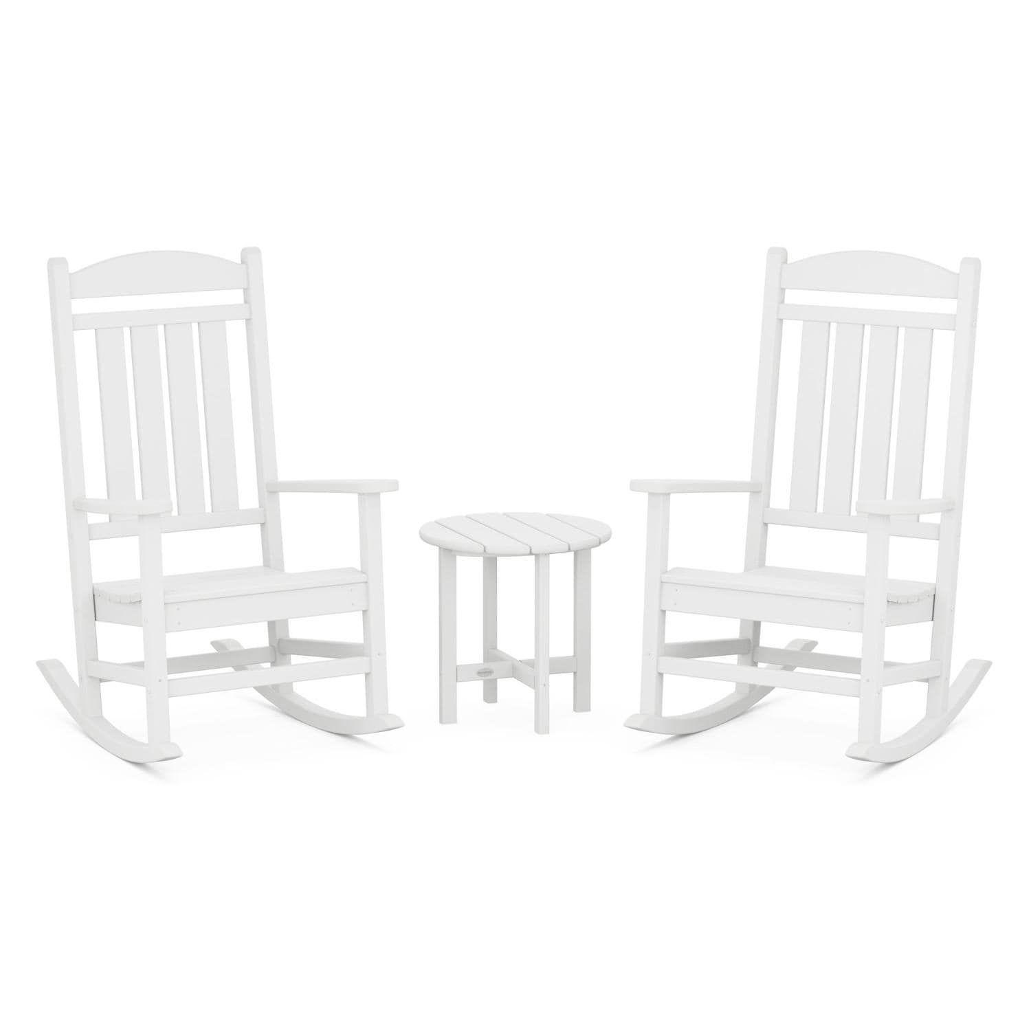 Presidential 3 Pc Recycled Plastic Rocker Set in White by POLYWOOD ...