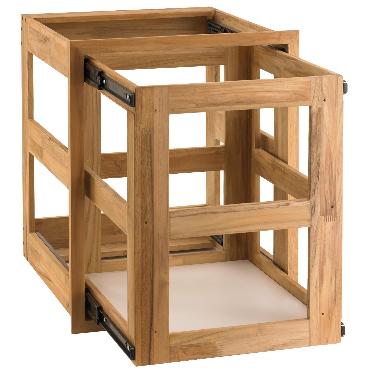 Pacific Teak 18-Inch Teak Wood Roll-Out Double Trash / Recycling Drawer ...