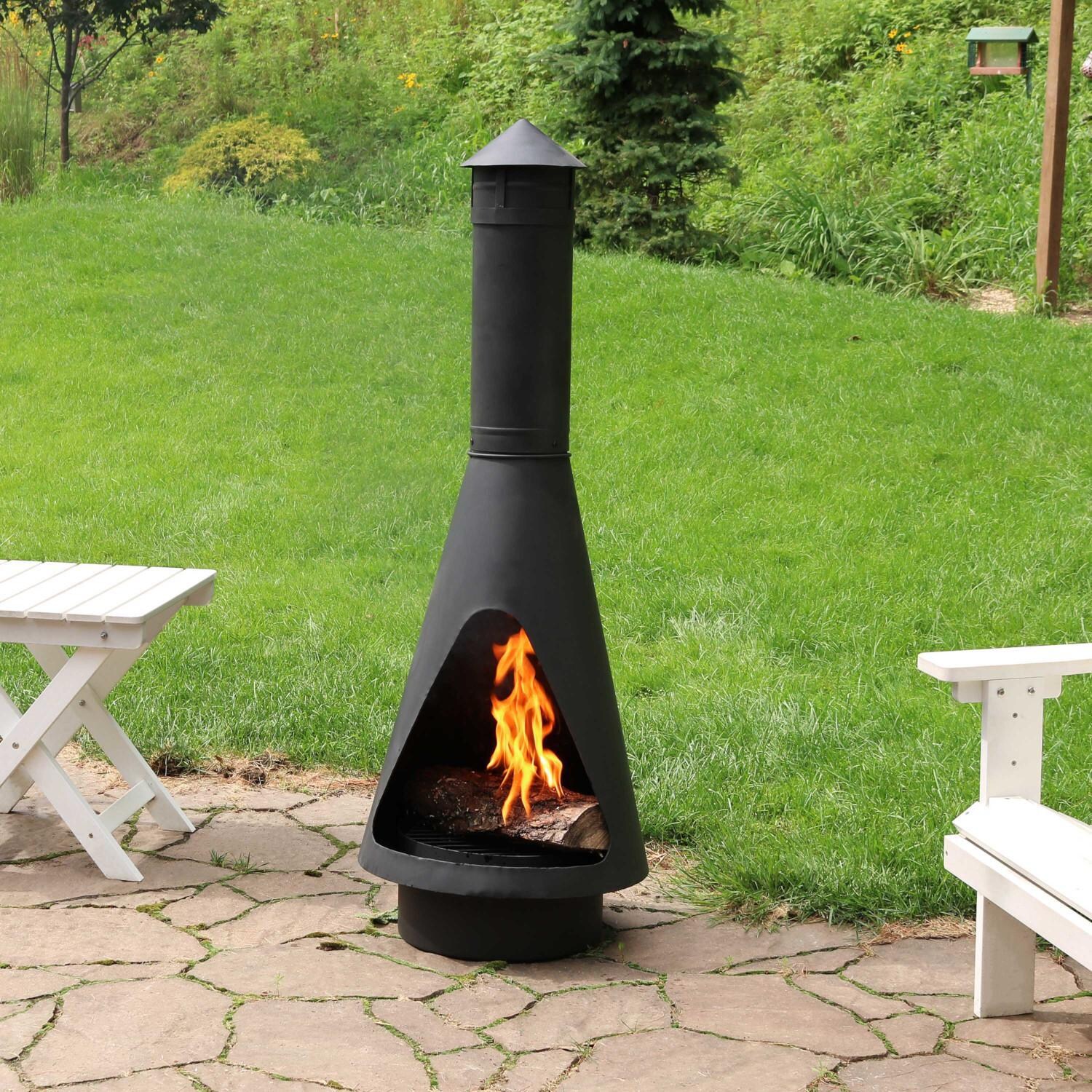 Ultimate Patio 56-Inch Steel Wood Burning Chiminea - Black : BBQGuys