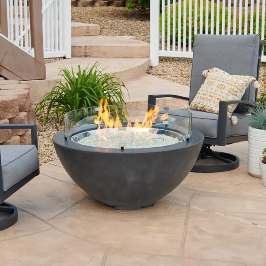 Villa View 42 Inch Round GFRC Propane Fire Bowl in Midnight Mist by ...