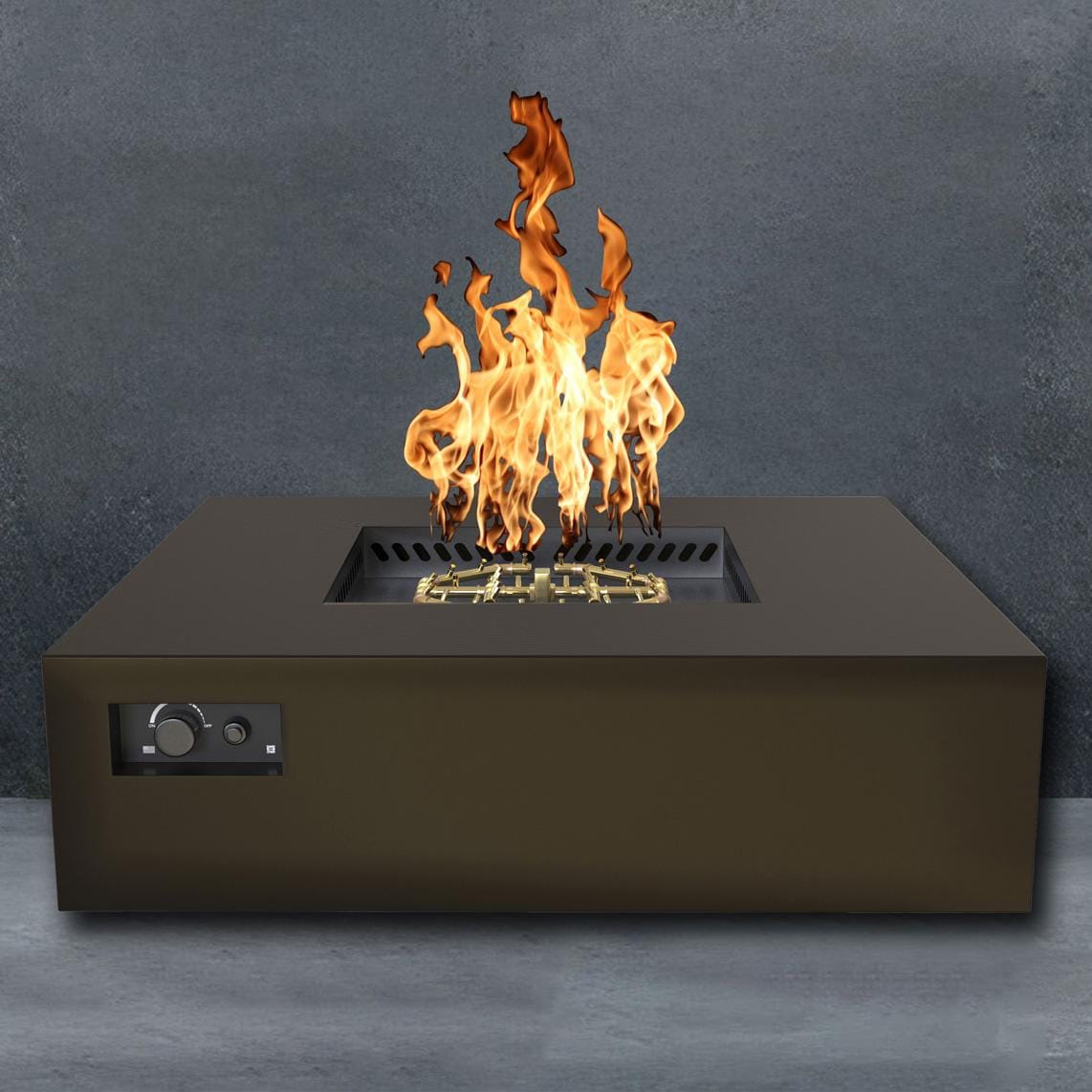 AON 56-in Square Powder Coated Aluminum Propane Fire Pit in Bronze by ...