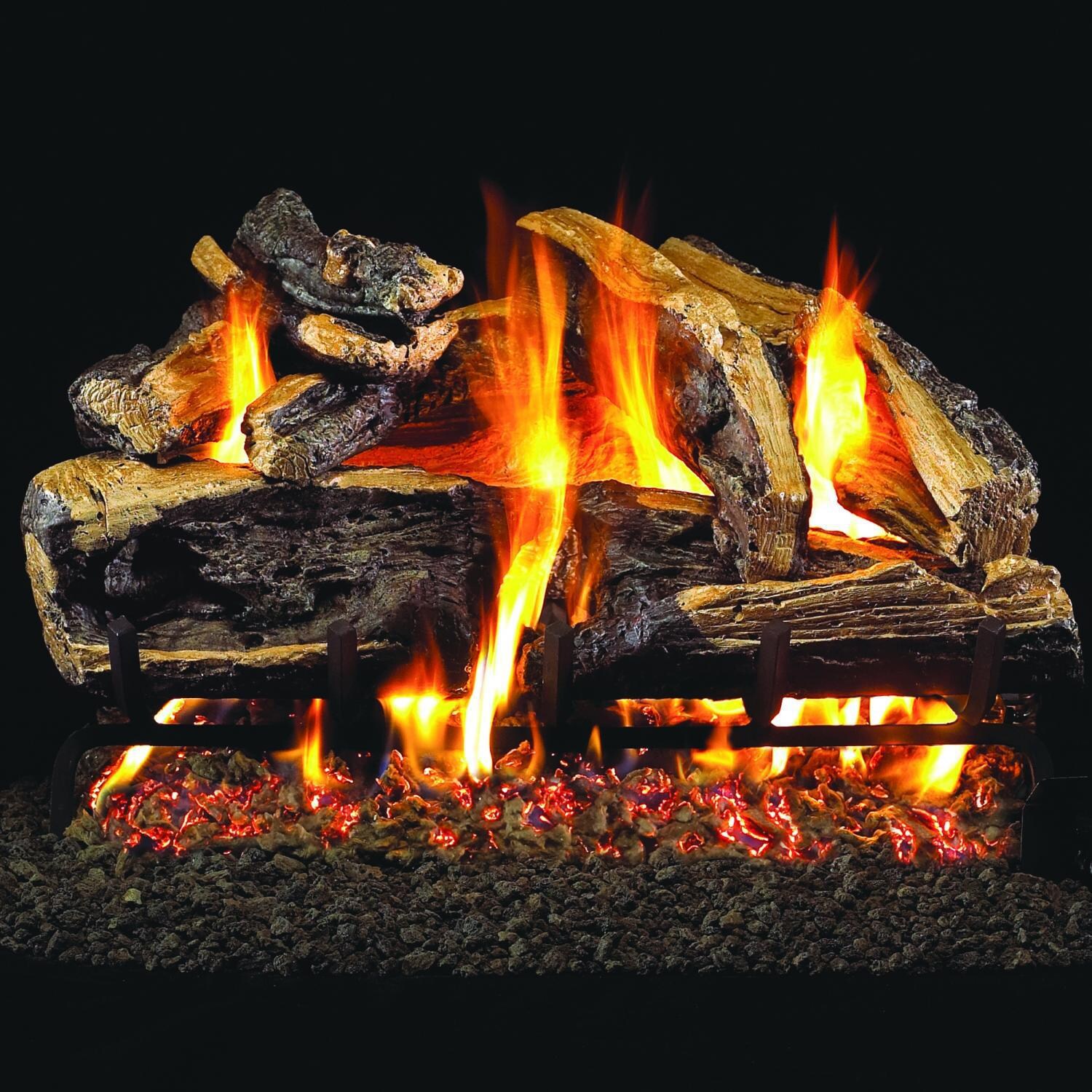 Peterson Real Fyre 24-Inch Charred Rugged Split Oak Gas Log Set With ...