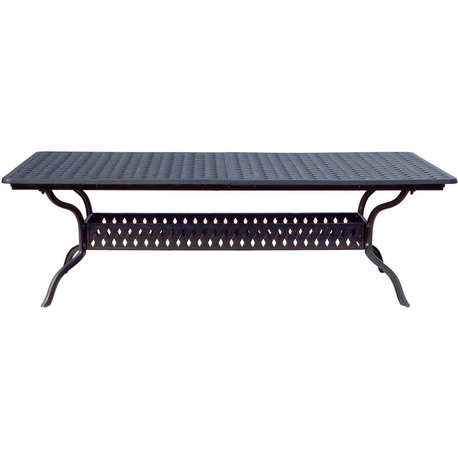 Nassau 11-Piece Patio Dining Set with Sesame Cushions and 42 X 120 Inch ...