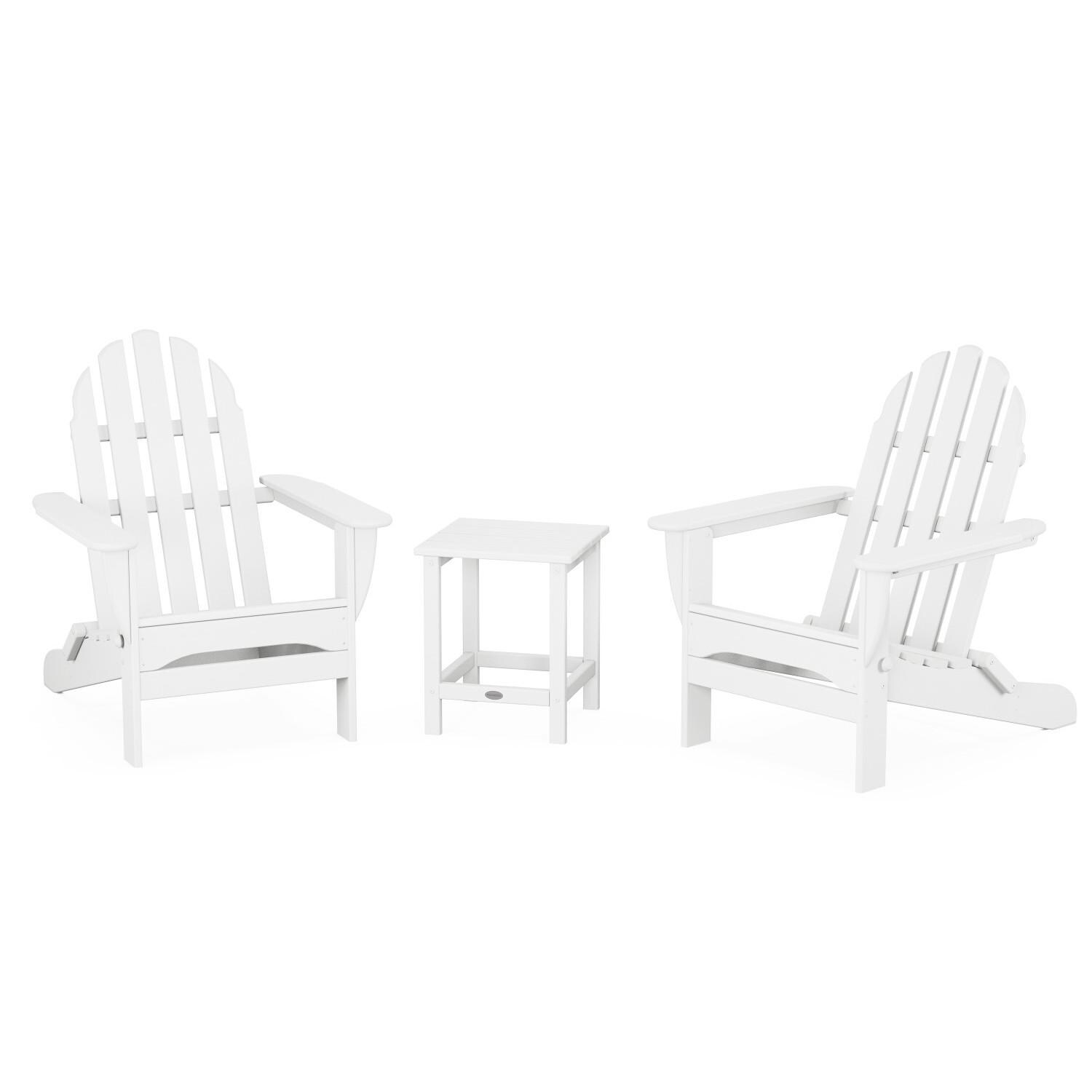 POLYWOOD Classic Folding Adirondack 3-Piece Set W/ Long Island 18-Inch ...