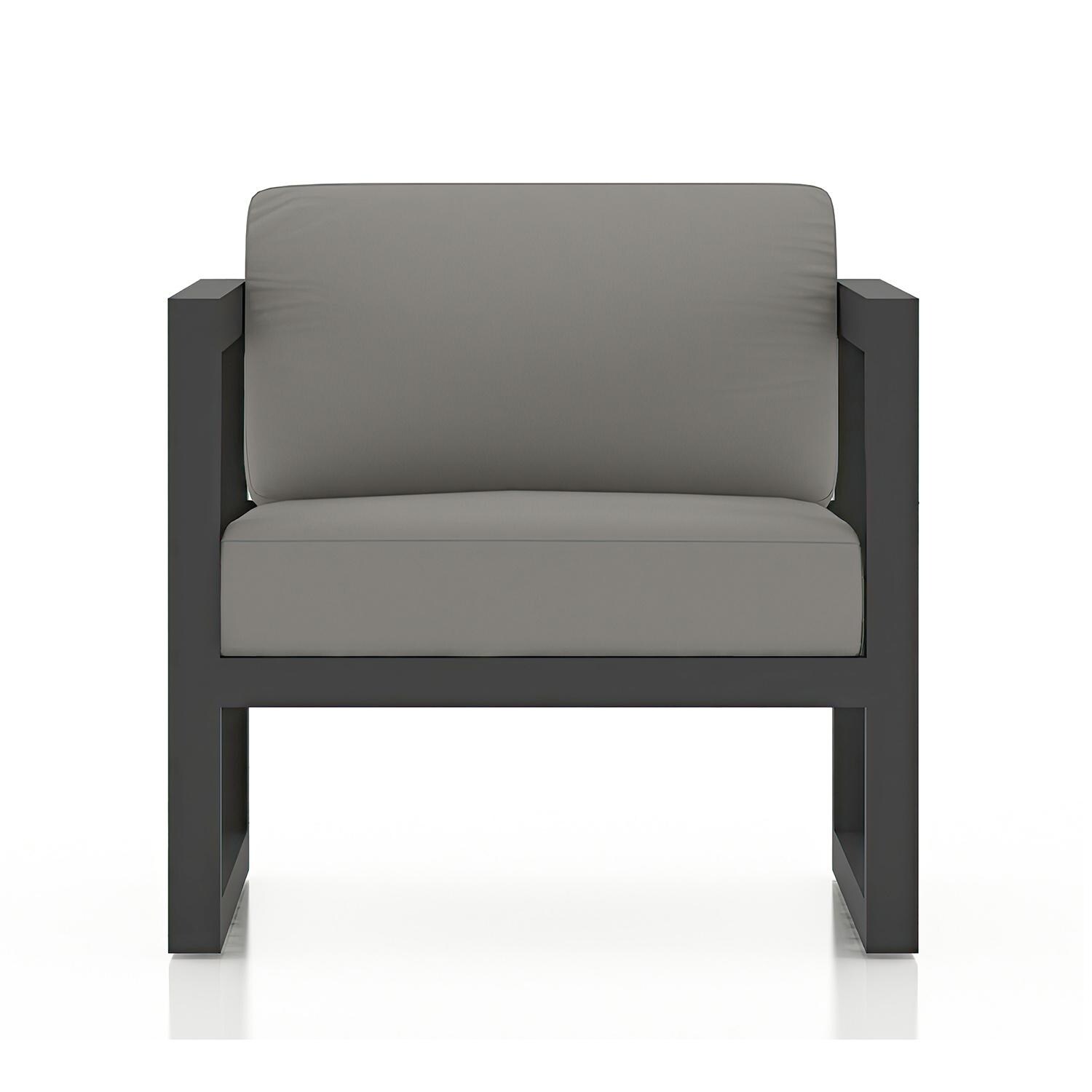 Misty Cove Aluminum Club Chair in Slate W/ Canvas Charcoal Cushions By ...