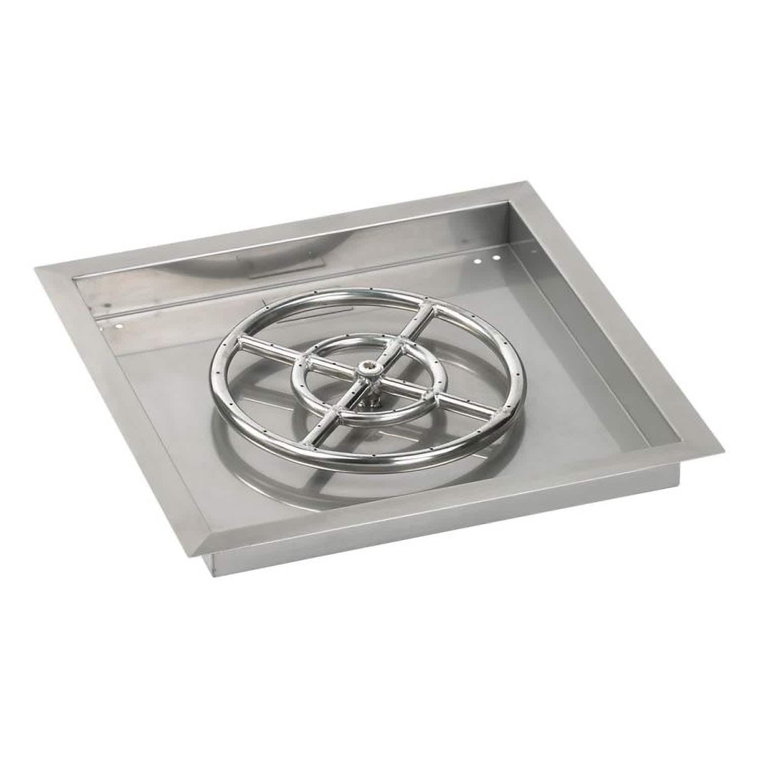 BBQGuys Signature 18 Inch Stainless Steel Square Drop-In Fire Pit Pan W ...