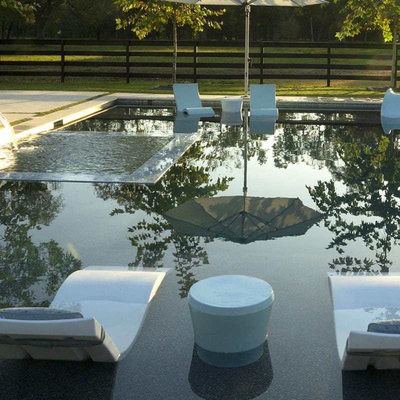 Affinity 18 Inch Round Polyresin End Table in Light Blue by Ledge Lounger : BBQGuys