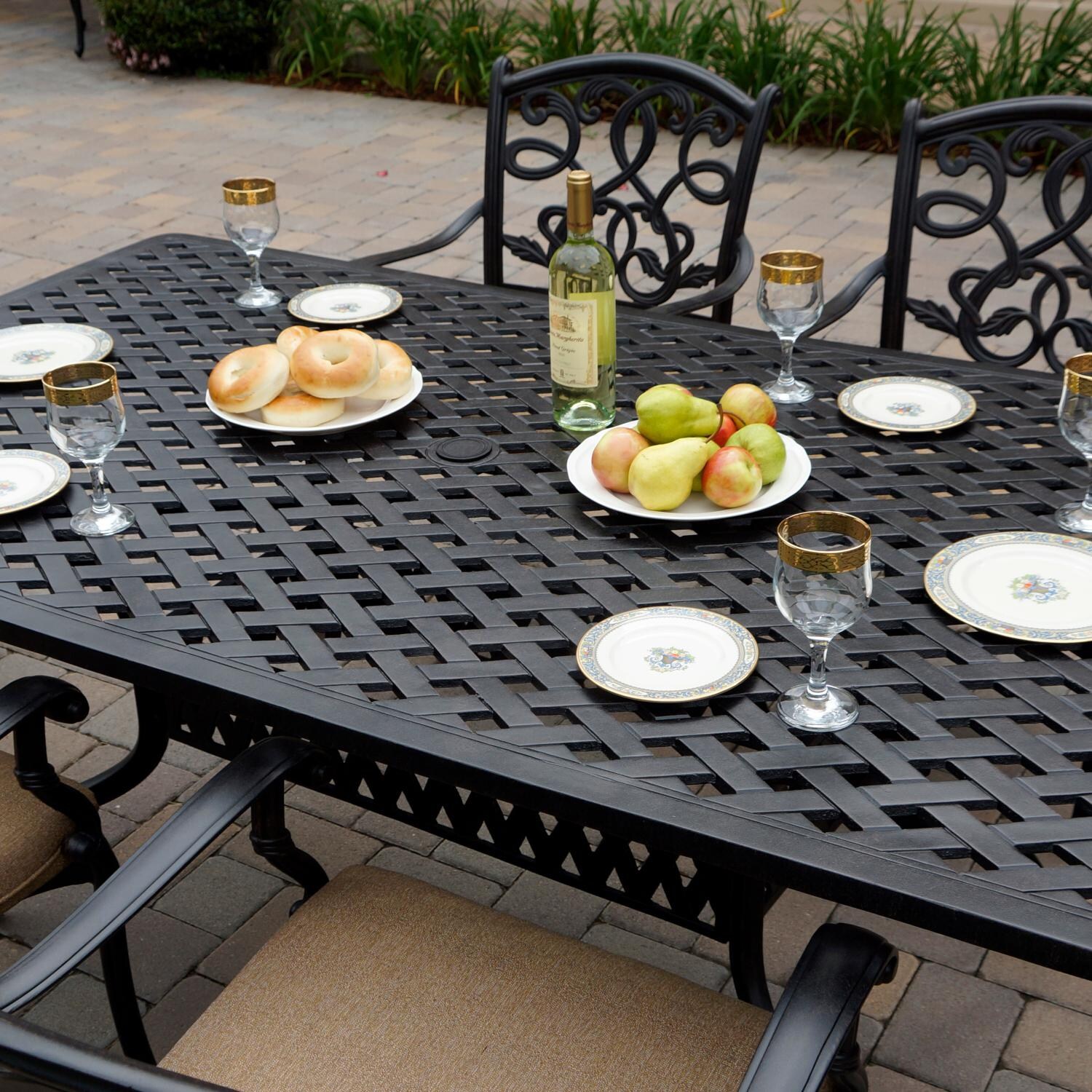Darlee Santa Monica 7 Piece Cast Aluminum Patio Dining Set W/ 72 X 42 ...