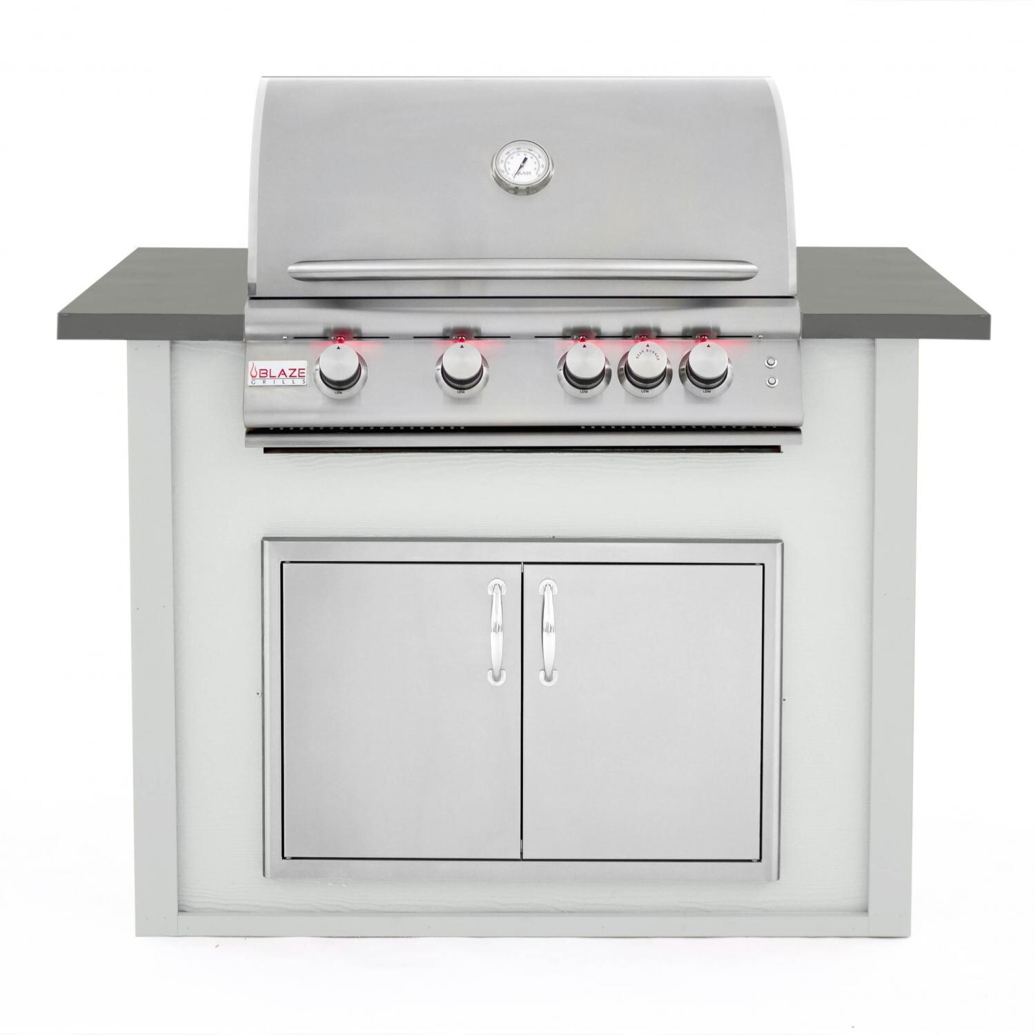 BBQGuys 4 Ft BBQ Island With Blaze LTE2 32-Inch Propane Gas Grill ...