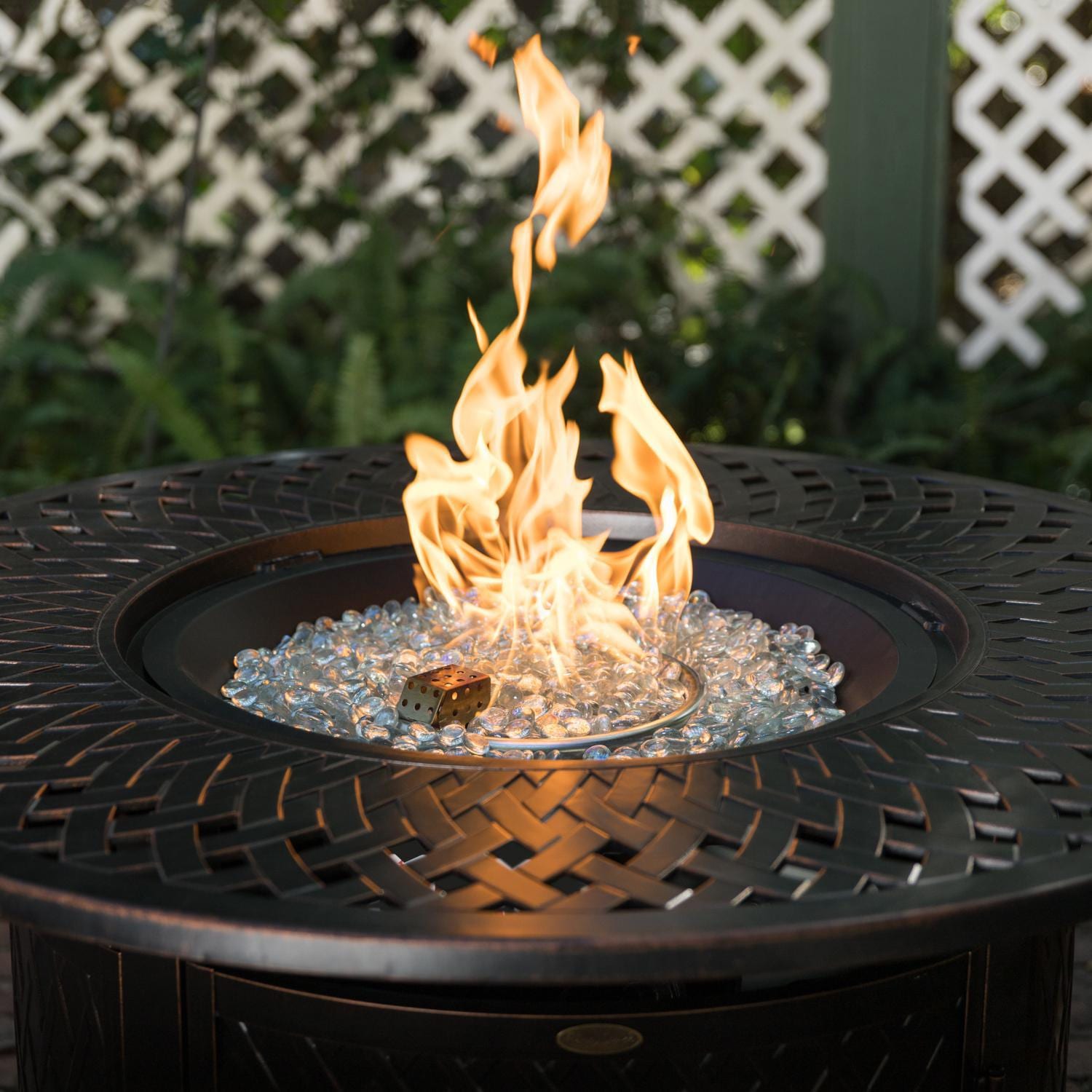Palm Way 42 Inch Round Aluminum Natural Gas Fire Pit Table in Antique ...