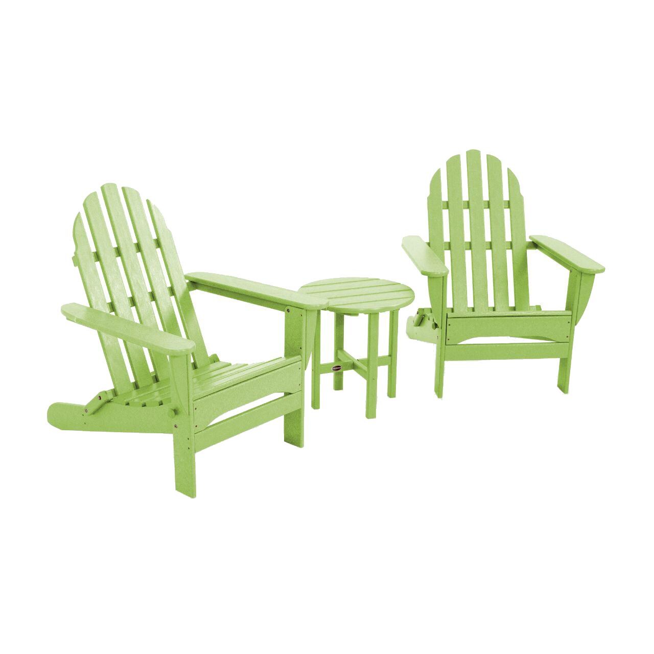 Classic 3 Piece Recycled Plastic Wood Patio Folding Adirondack ...