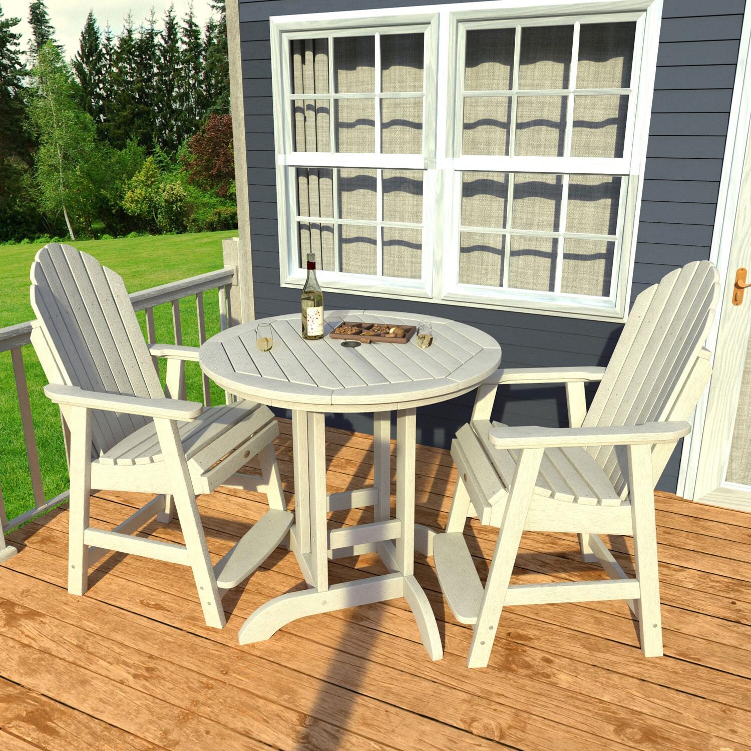 Dream Bay 3 Pc Recycled Plastic Round Counter Dining Set in White By ...