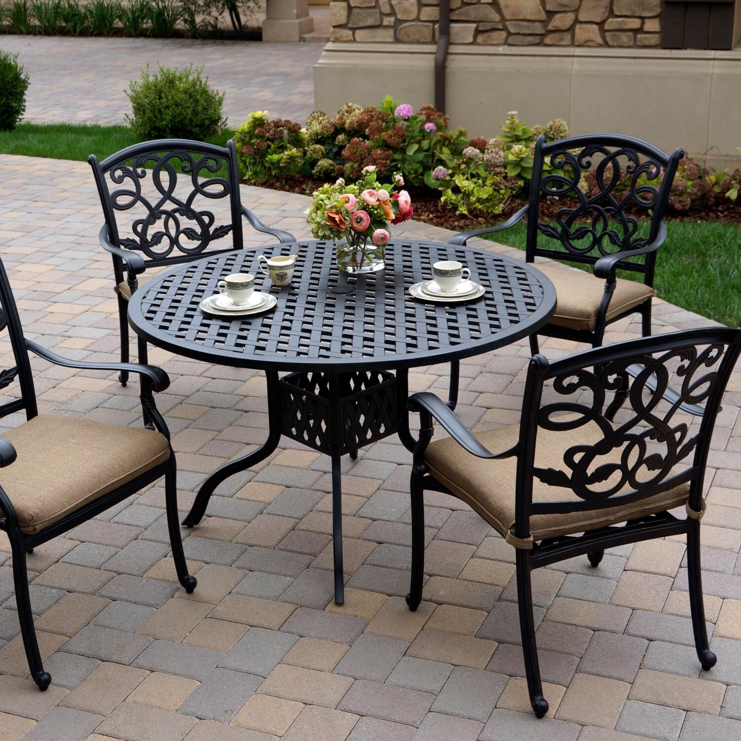 Darlee Santa Monica 5 Piece Cast Aluminum Patio Dining Set W/ 48 Inch ...