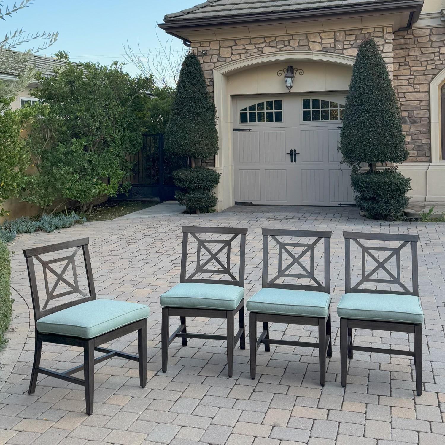 Atlantis 4 Pc Aluminum Dining Side Chair Set in Walnut/Spa by Darlee ...