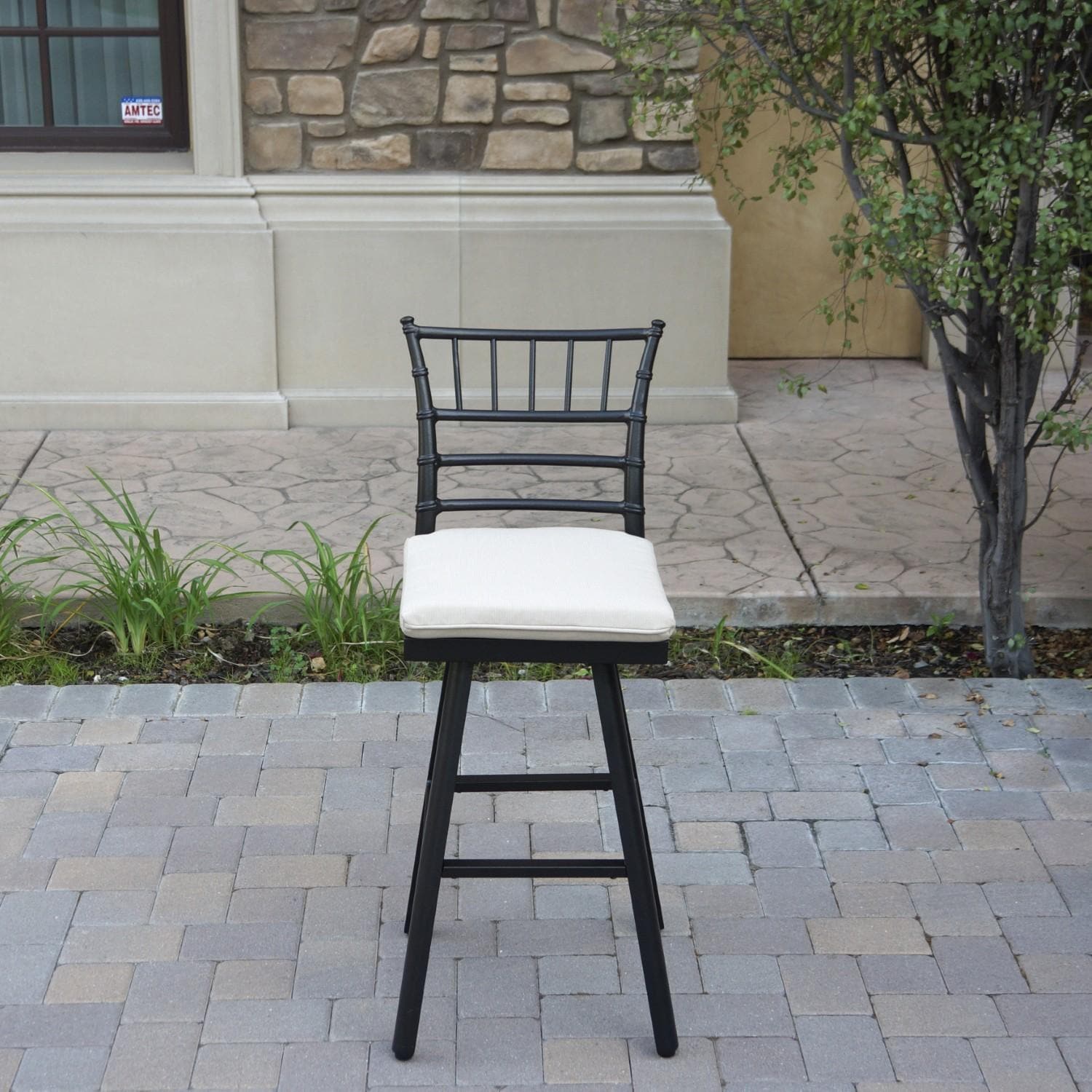 Bella 4 Pc Aluminum Swivel Bar Height Bar Stool Set in Beige/Dark Brown by Darlee : BBQGuys