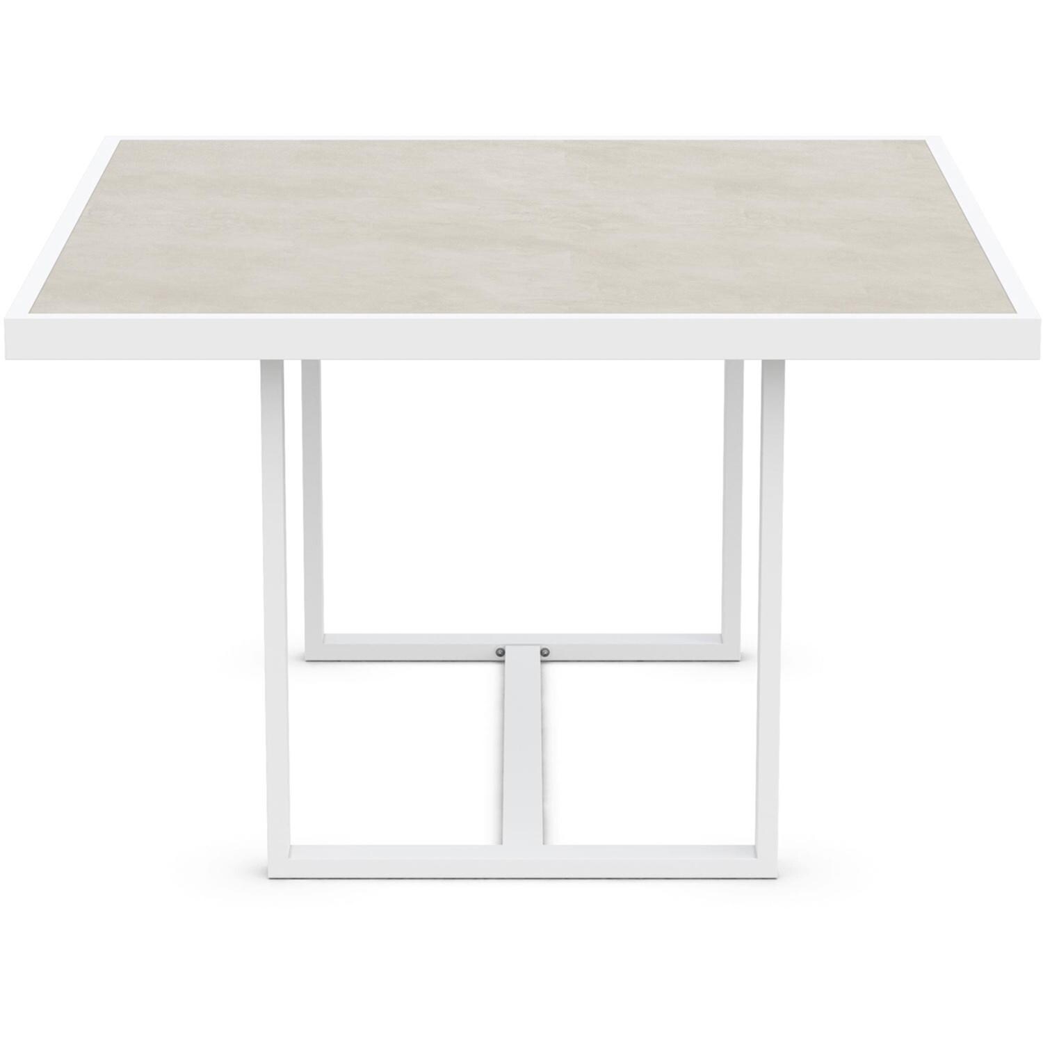 Pavia 48 Inch White Aluminum Dining Table W/ Albarium Dekton Top By ...