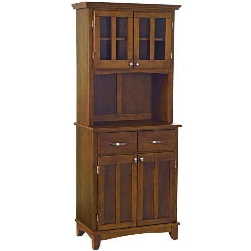 Home Styles Small Buffet Server & Hutch With Wood Top - Medium Cherry ...
