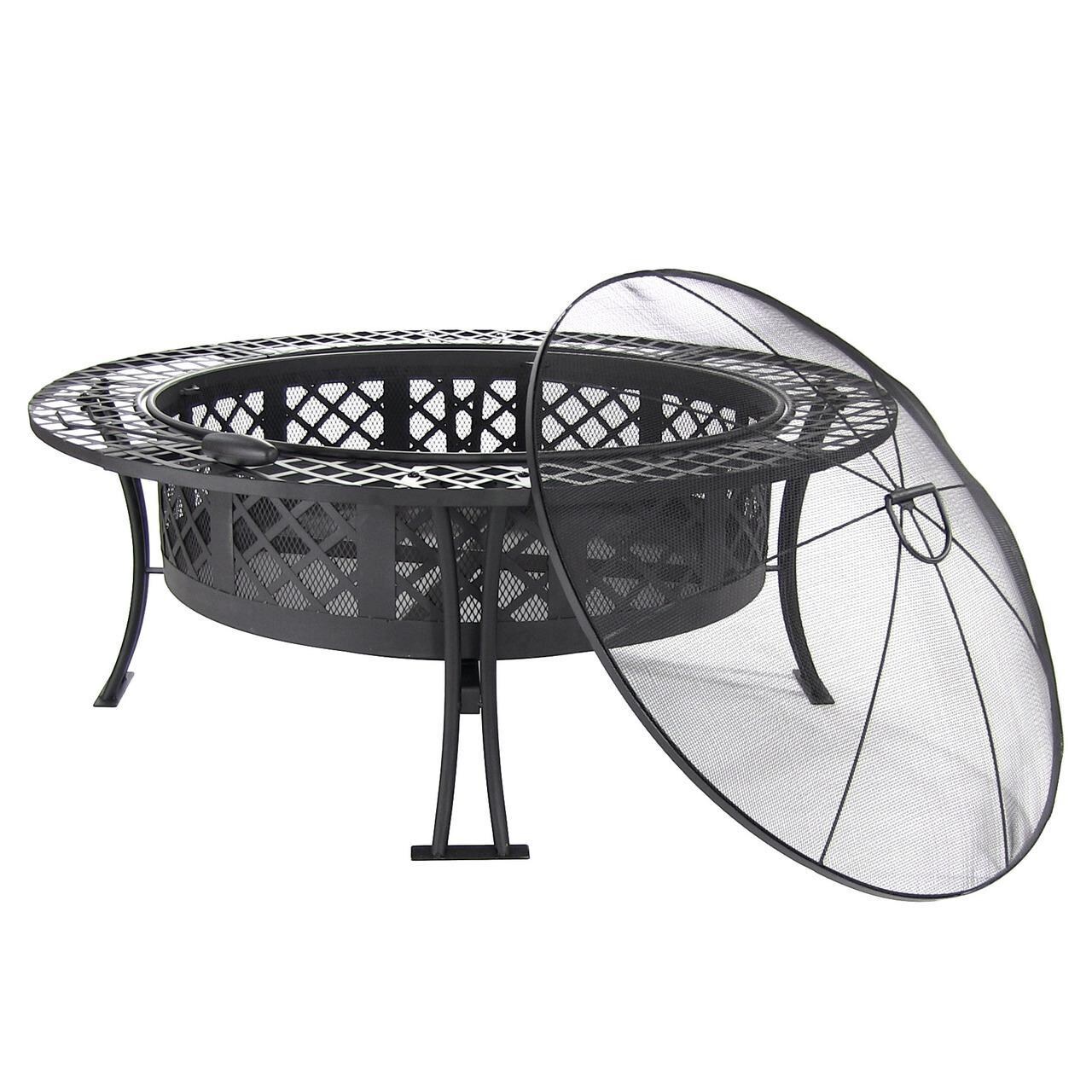 Diamond Weave 40 Inch Round Steel Wood Burning Fire Pit in Black By ...