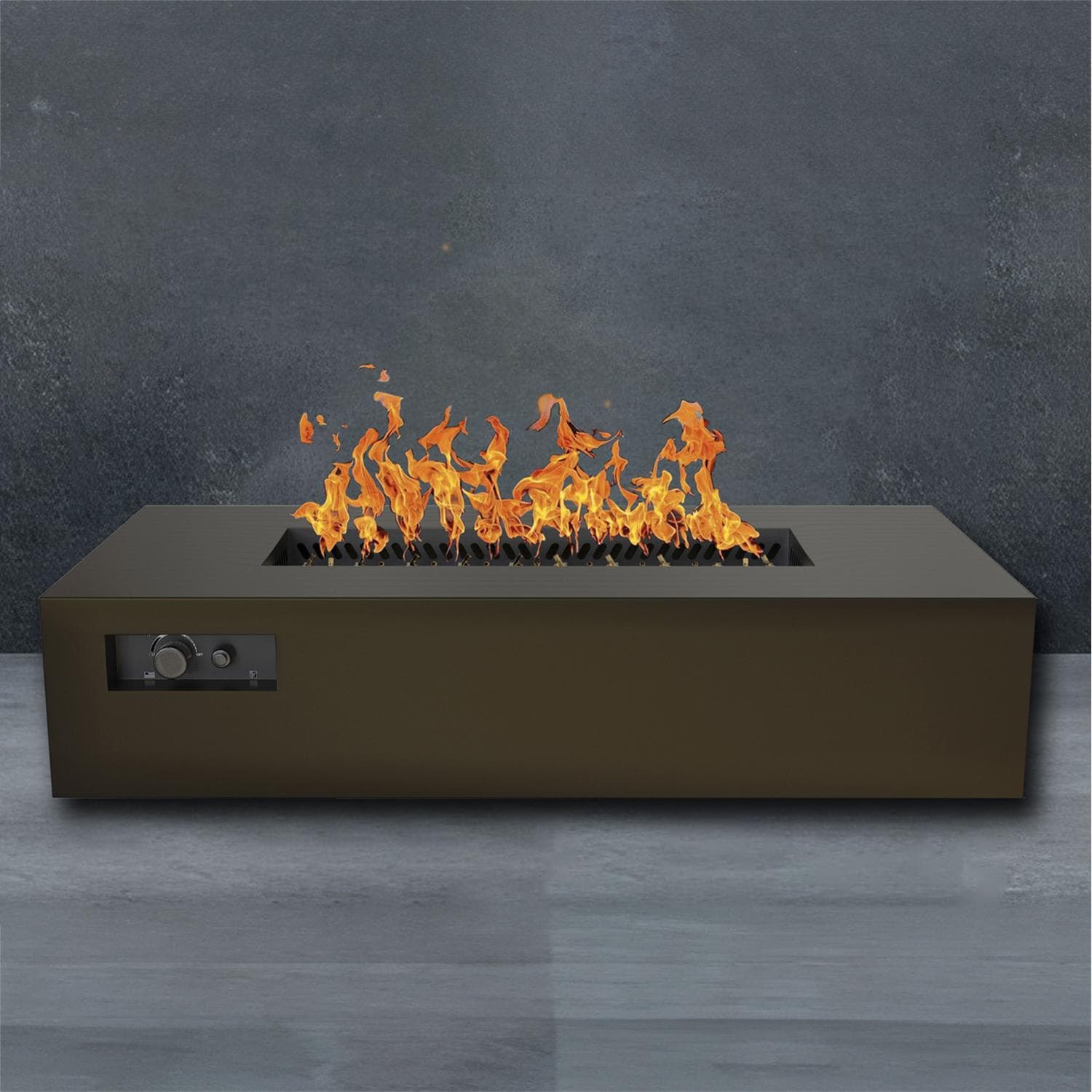 AON 72 Inch Rectangular Powder Coated Steel Natural Gas Fire Pit Table ...