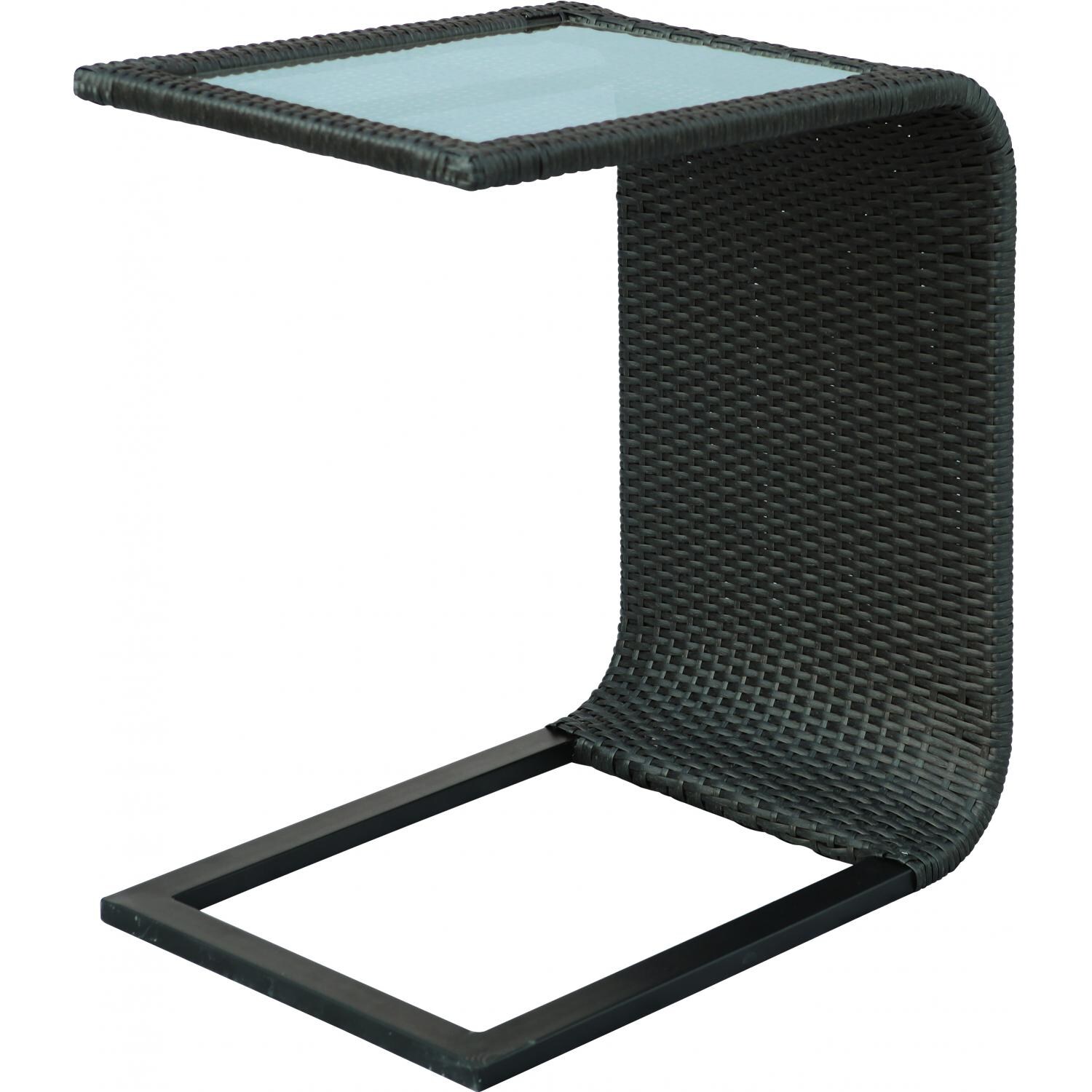Darlee Vienna Resin Wicker Patio Slider Table With Glass Top : BBQGuys