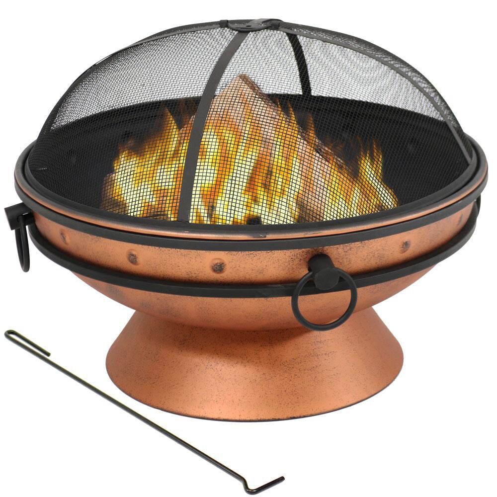 Cauldron 31 Inch Round Steel Wood Burning Fire Bowl in Copper By ...