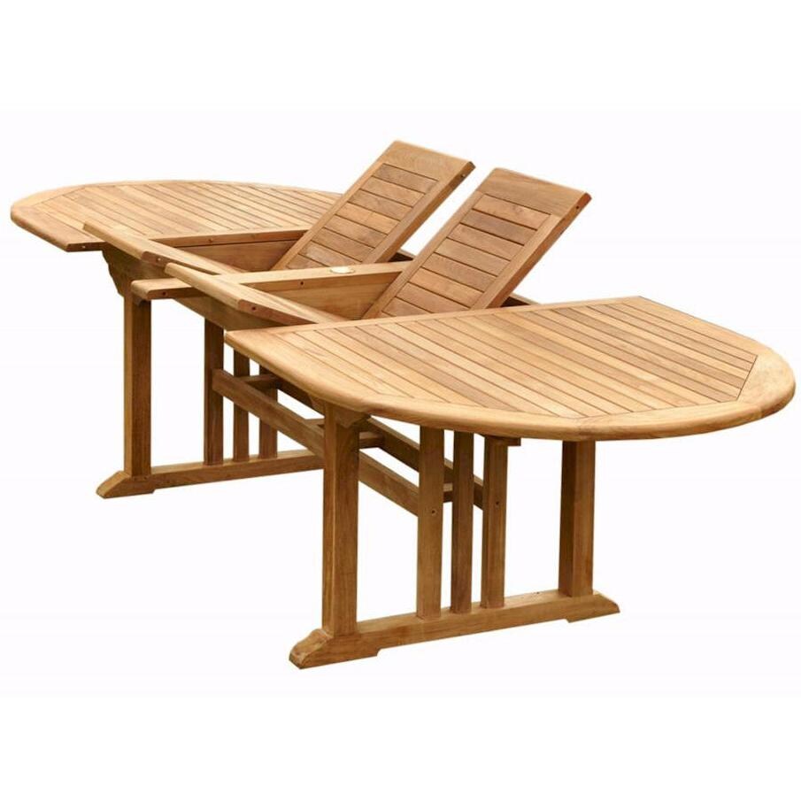 Sahara 74 X 43 Inch Oval Teak Patio Dining Table W/ Double Extensions ...