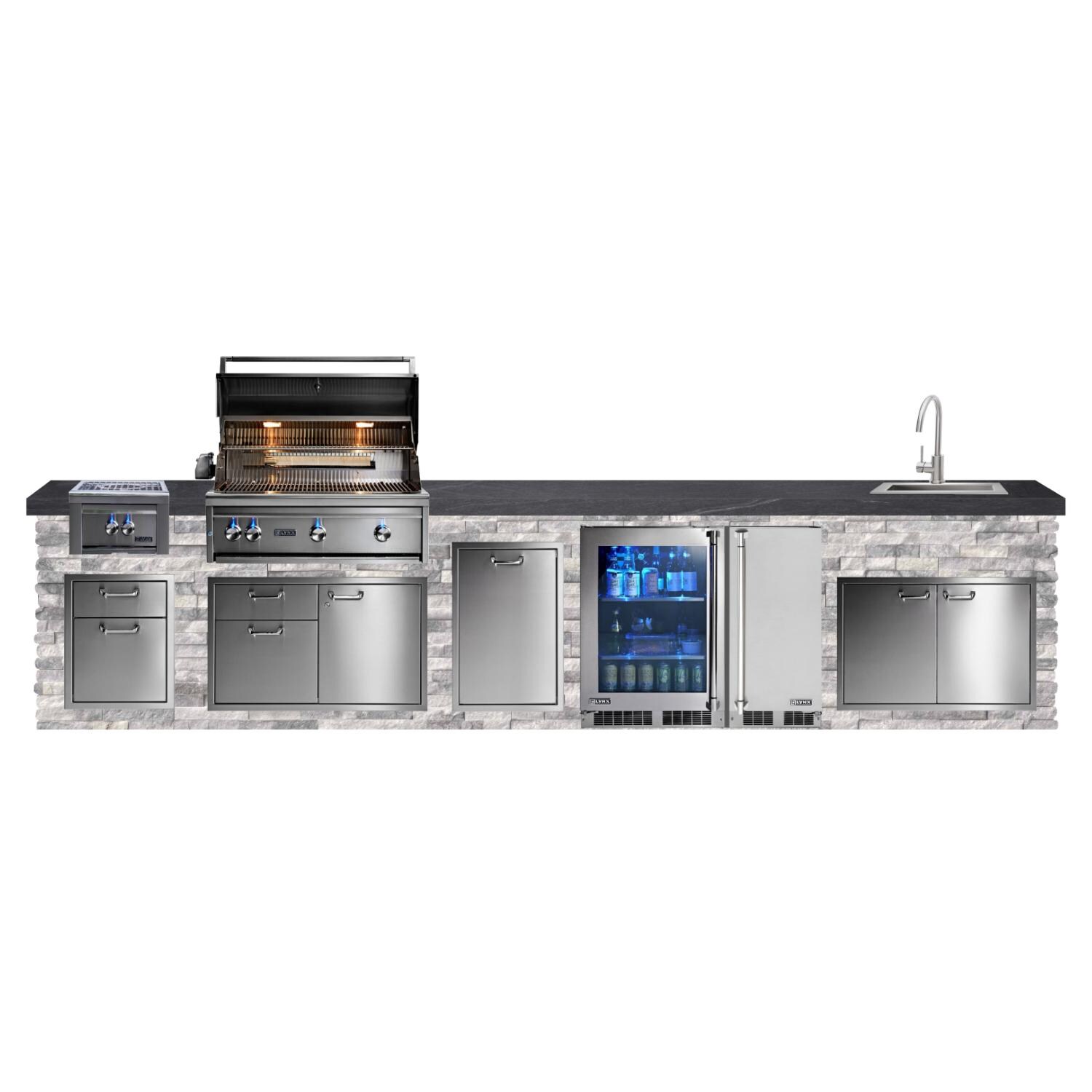 BBQGuys Signature 14ft Luxury Outdoor Kitchen w/ Lynx Professional 36 ...