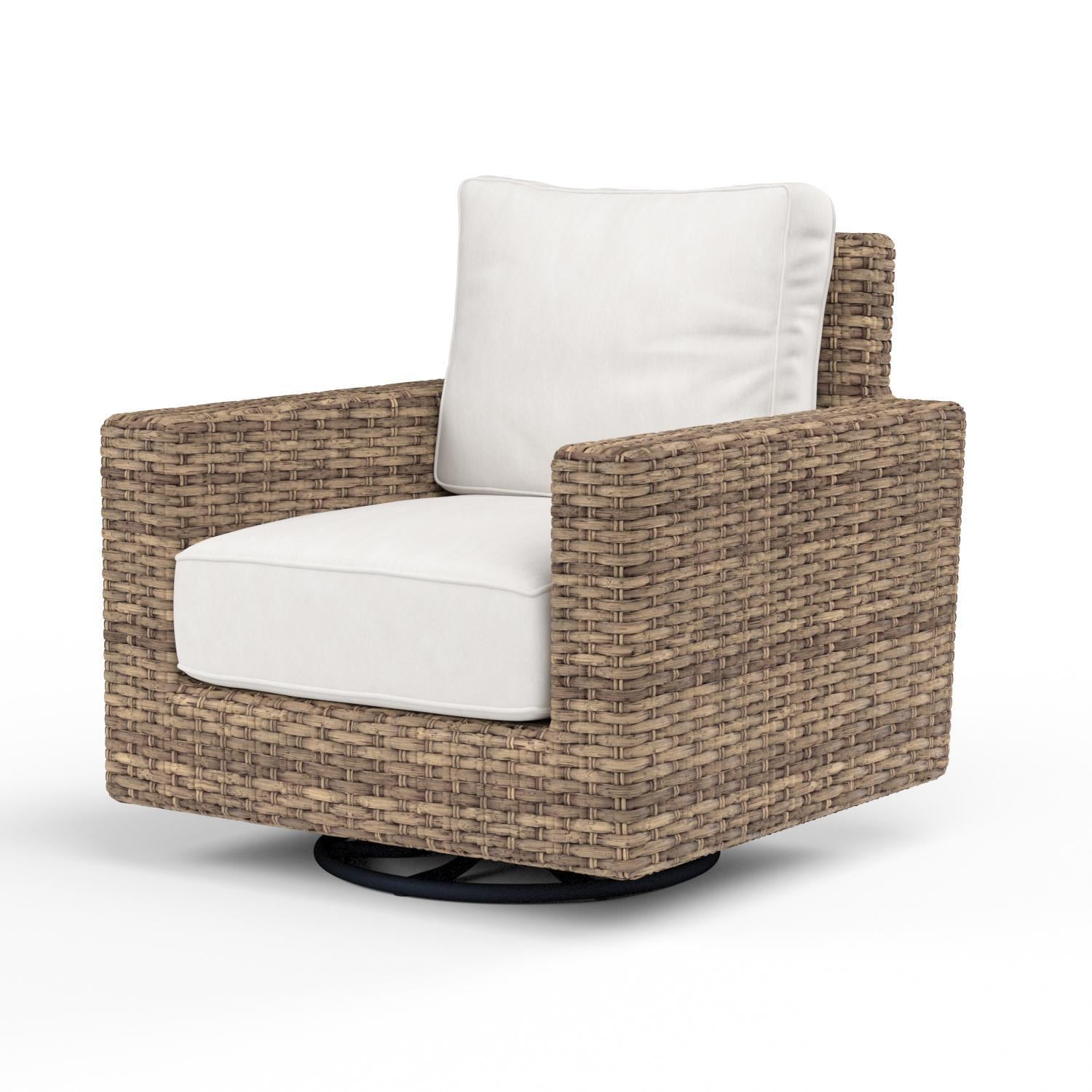 Havana Wicker Swivel Rocker Club Chair in Aged Tobacco/Canvas Flax by ...