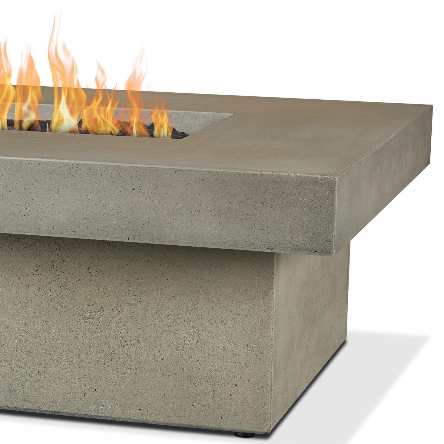 Hickory Bay 60 Inch Rectangular Steel Propane Fire Pit Table in Beige ...