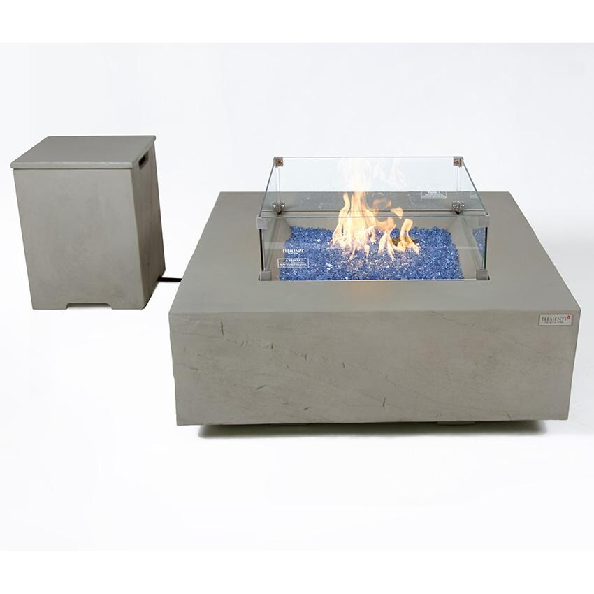 Capertee 40 Inch Square Concrete Natural Gas Fire Pit Table in Gray By Elementi : BBQGuys