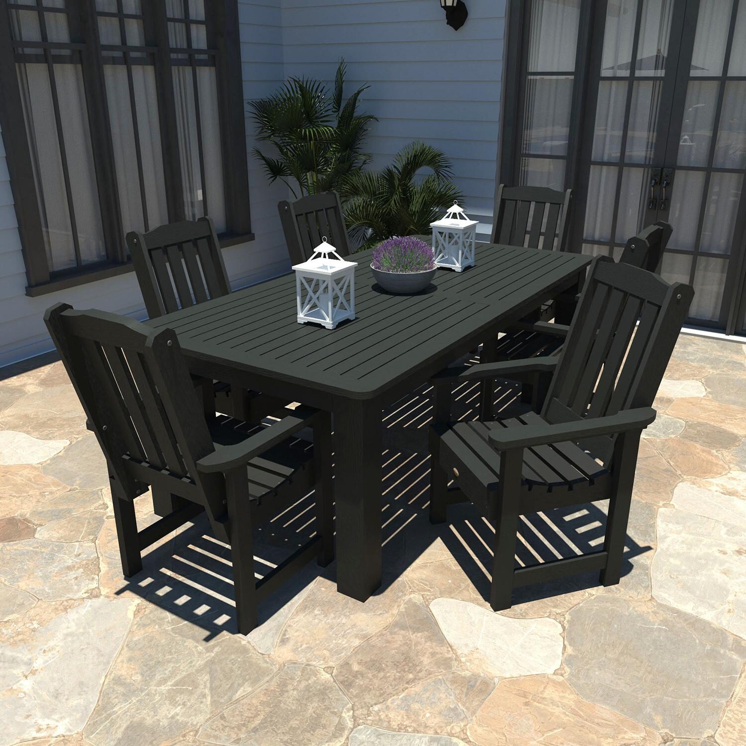 Hart Lane 7 Pc Recycled Plastic Dining Set In Black by Lakeview : BBQGuys