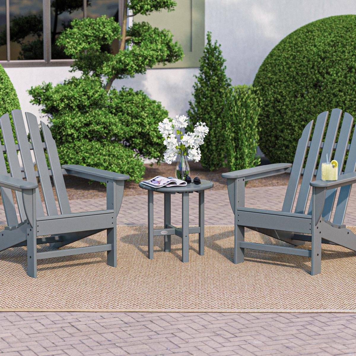 POLYWOOD Classic Adirondack 3 Piece Set Slate Grey