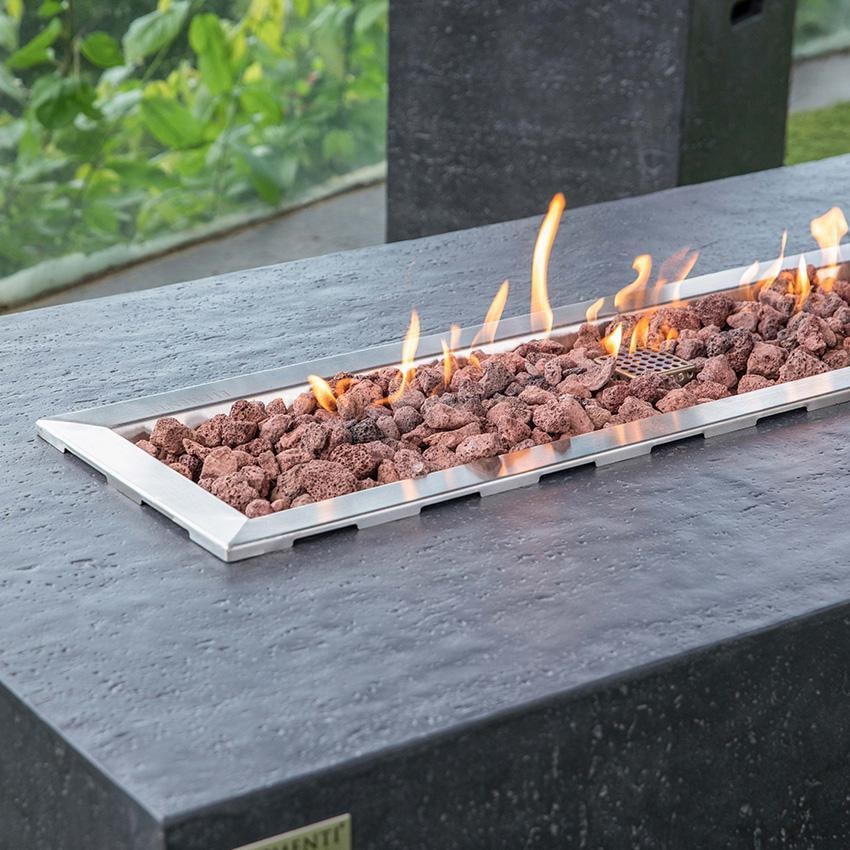 Hampton 56 Inch Rectangular Concrete Natural Gas Fire Pit Table in Dark ...