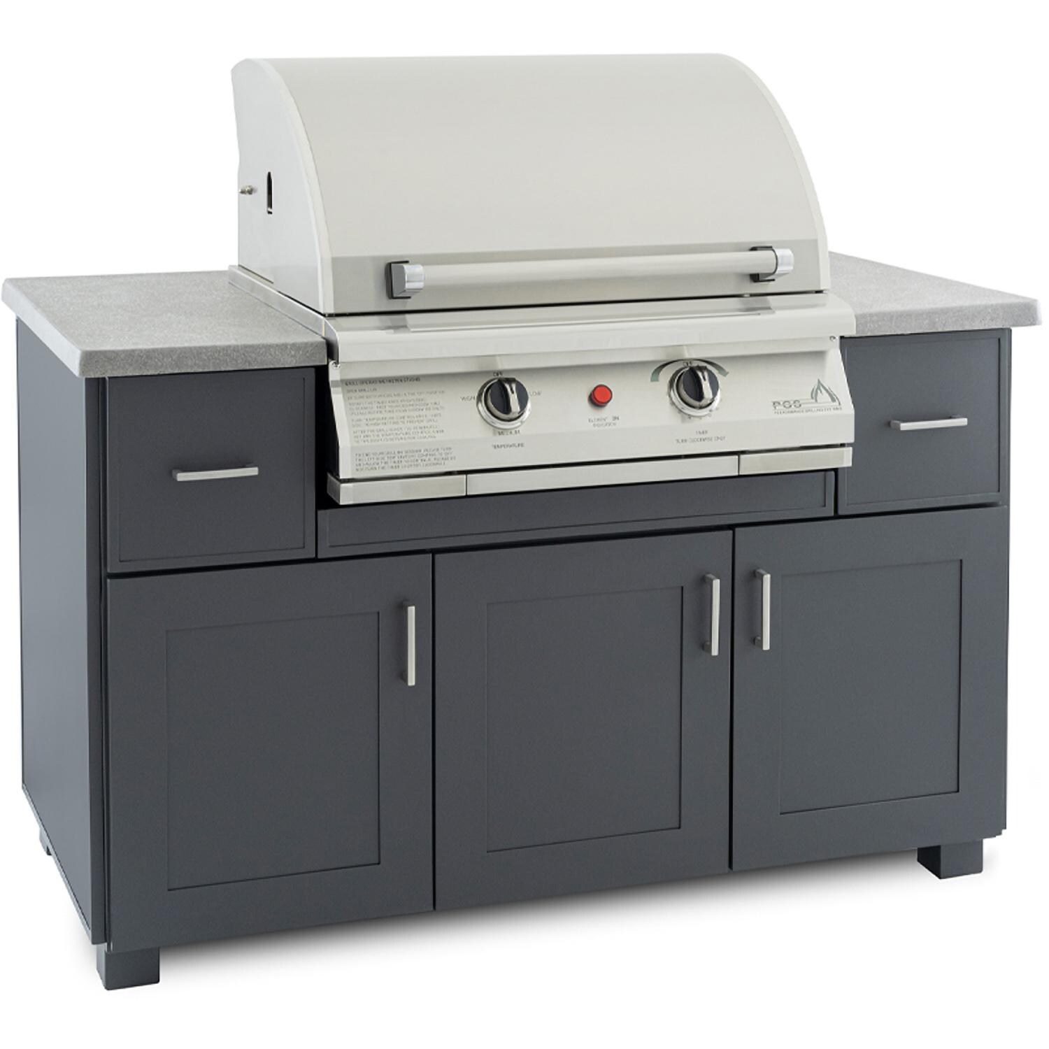 PGS 57 Inch Modano BBQ Island With Commercial T-Series 30 Inch Electric ...